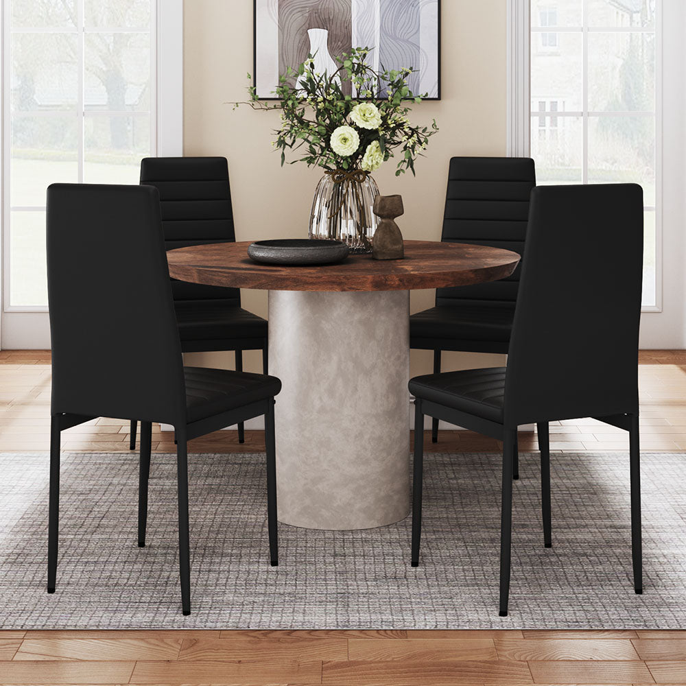 Livingandhome Set of 4 Modern Faux Leather Armless High Back Dining Ch
