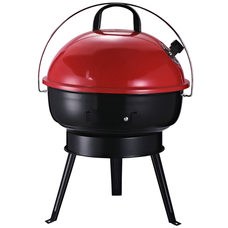 Outsunny Compact Portable Charcoal BBQ Grill - Red