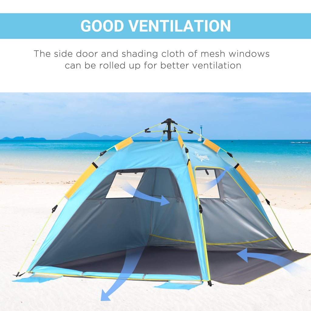 Outsunny 2 Man Pop-up Beach Tent Sun Shade Shelter Hut w/Windows Door