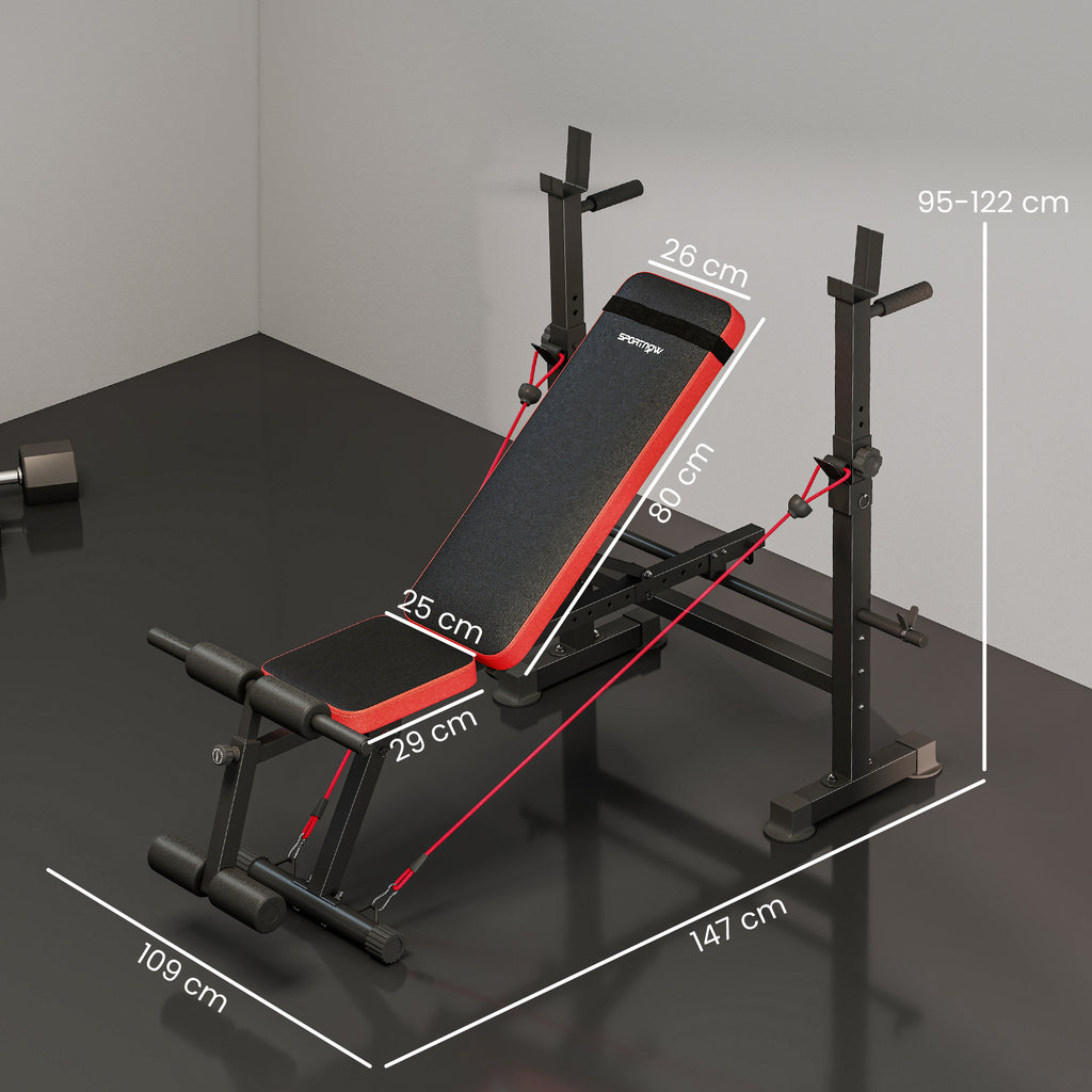 SPORTNOW Adjustable Weight Bench with Rack and Dip Stand 420KG Capacit
