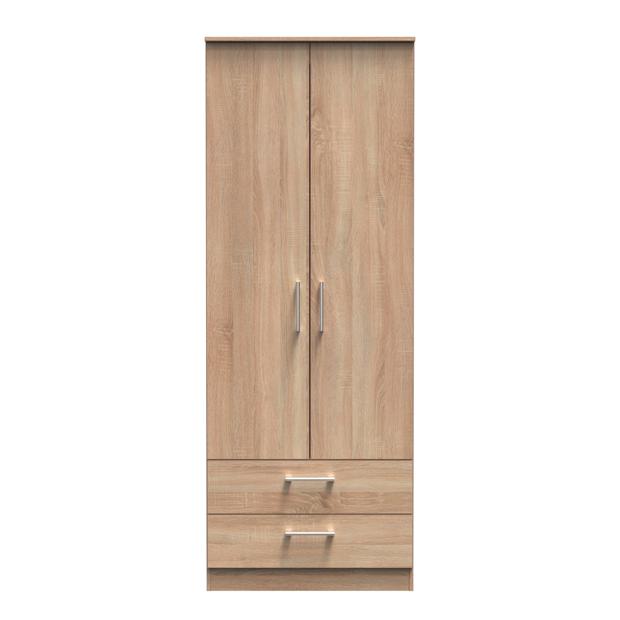 Denver Ready Assembled Wardrobe with 2 Doors and 2 Drawers - Oak