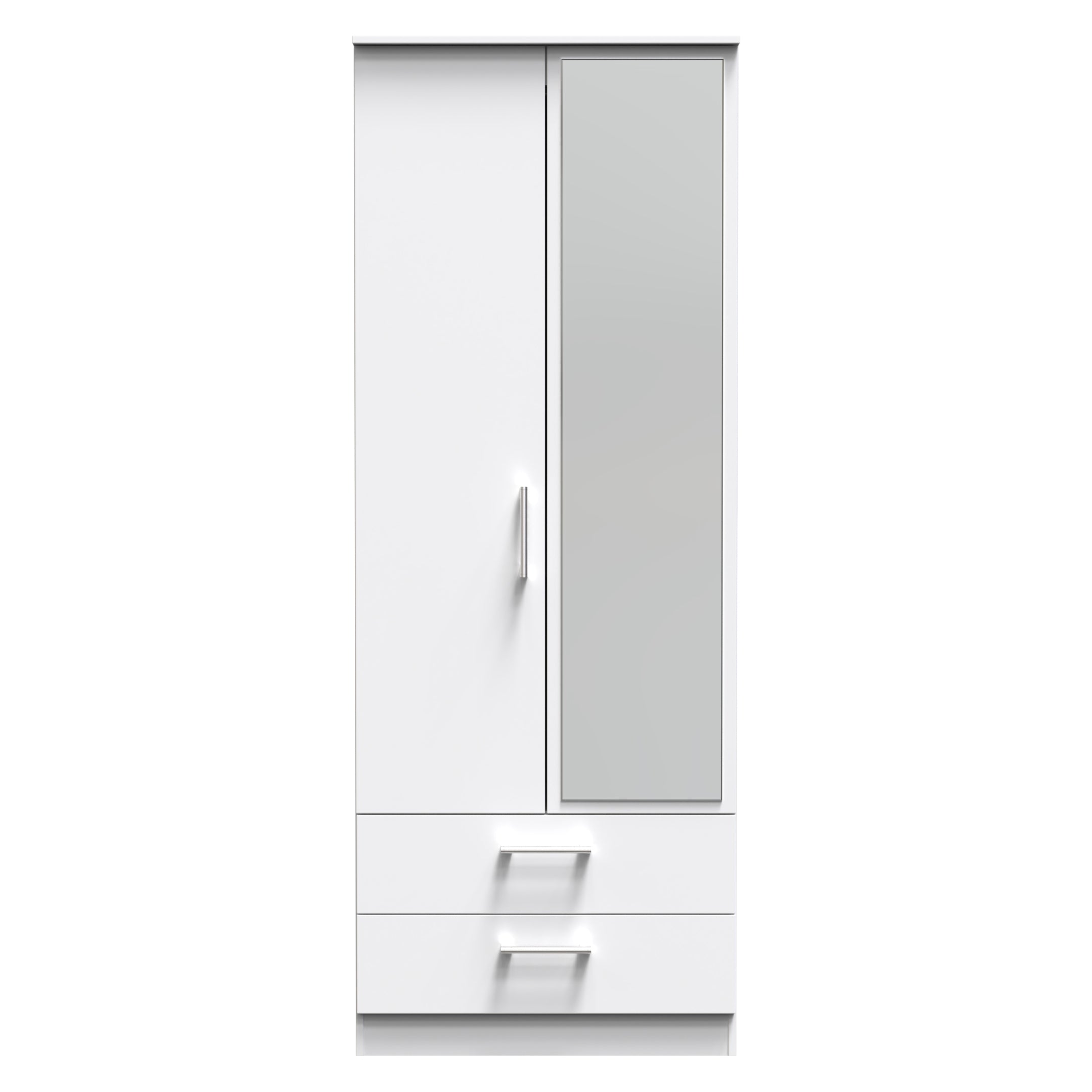 Denver White Ready Assembled Wardrobe with 2 Doors and 2 Drawers with