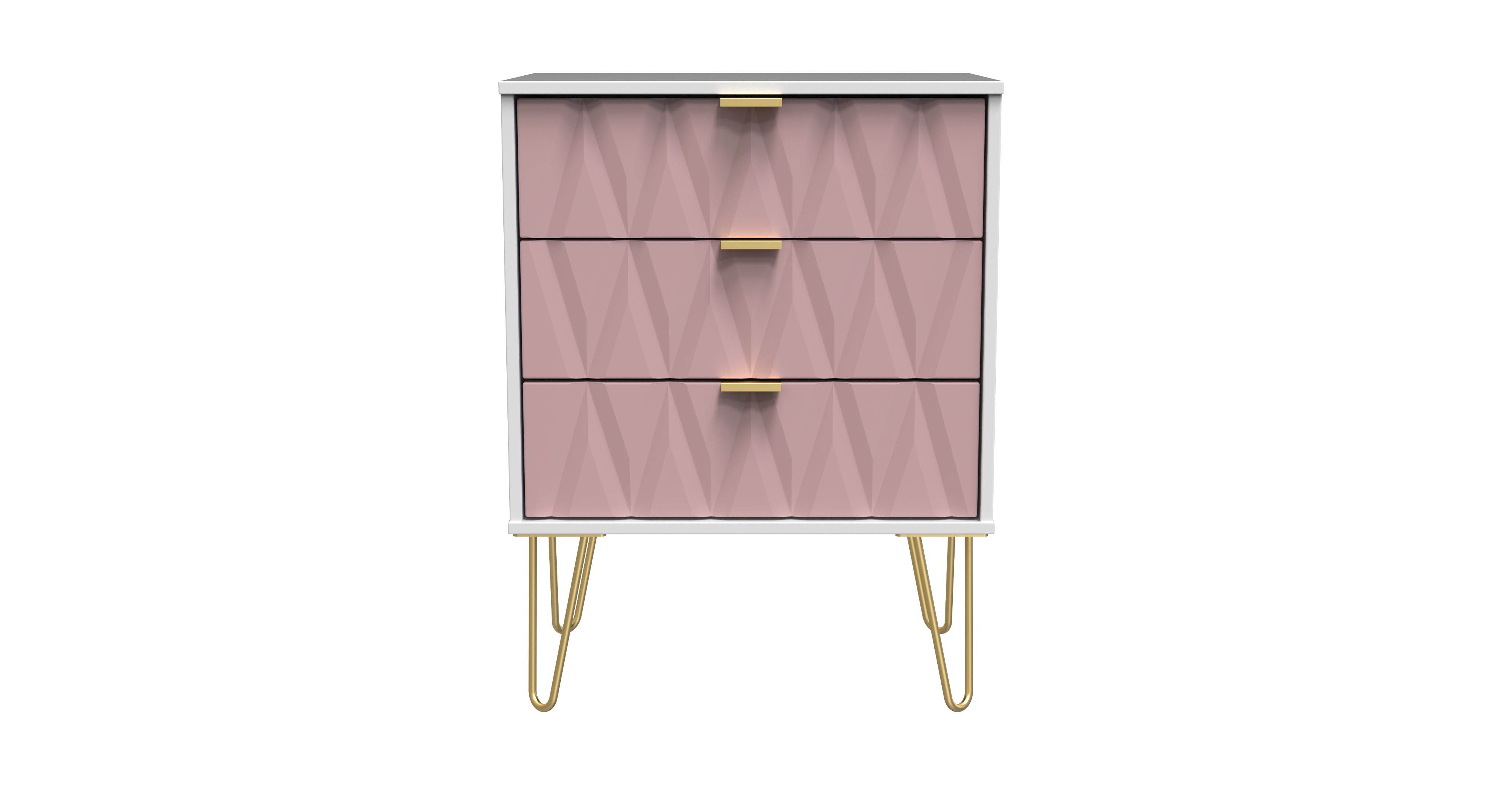 Glitz Ready Assembled 3 Drawer Chest in Kobe Pink & White