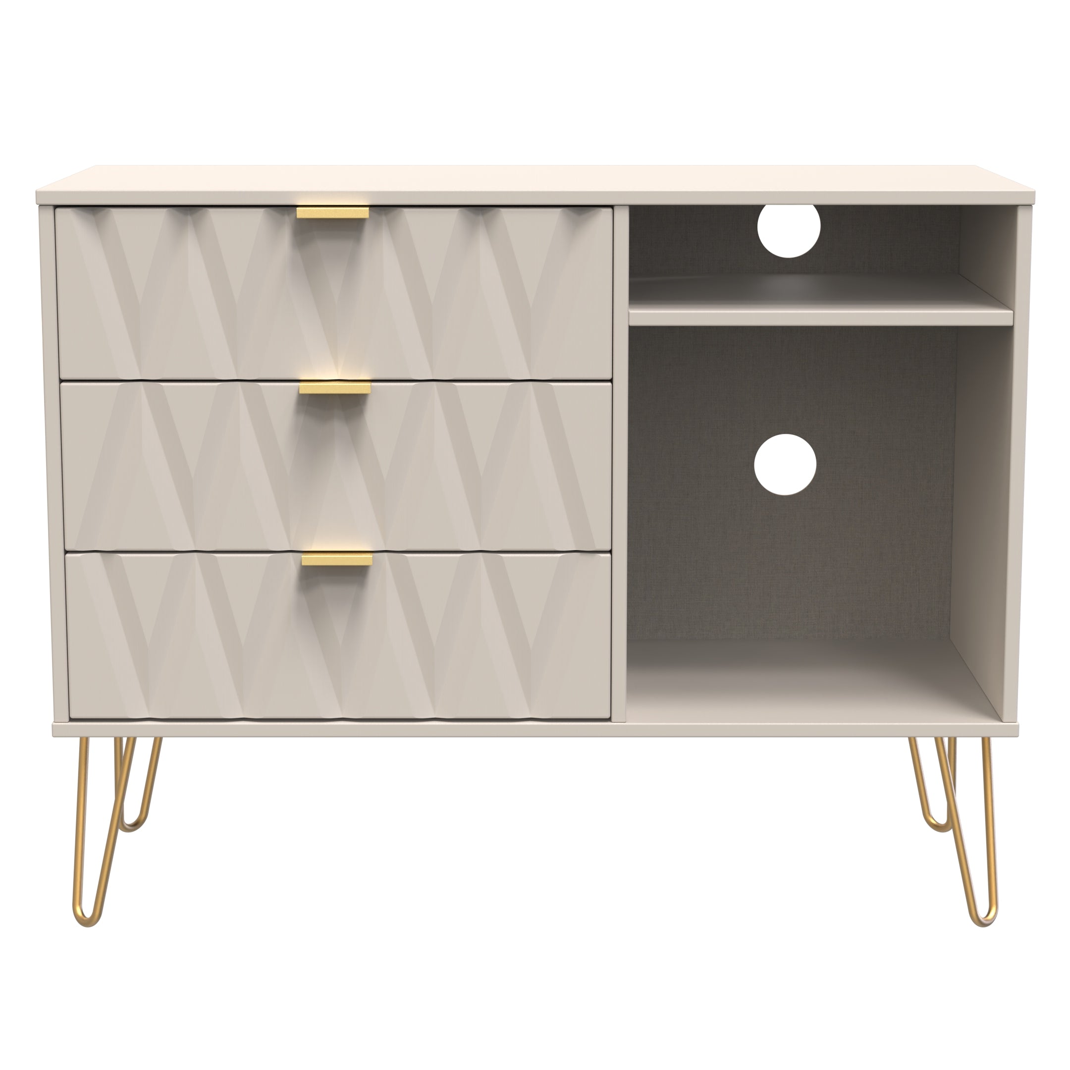 Glitz Ready Assembled 3 Drawer TV Unit in Kashmir Matt