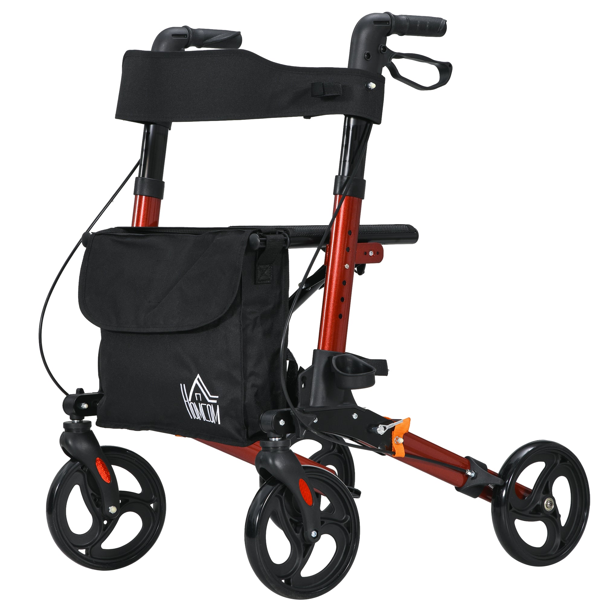 4 Wheel Rollator Walker With Seat Adjustable Mobility Walker With Bag,