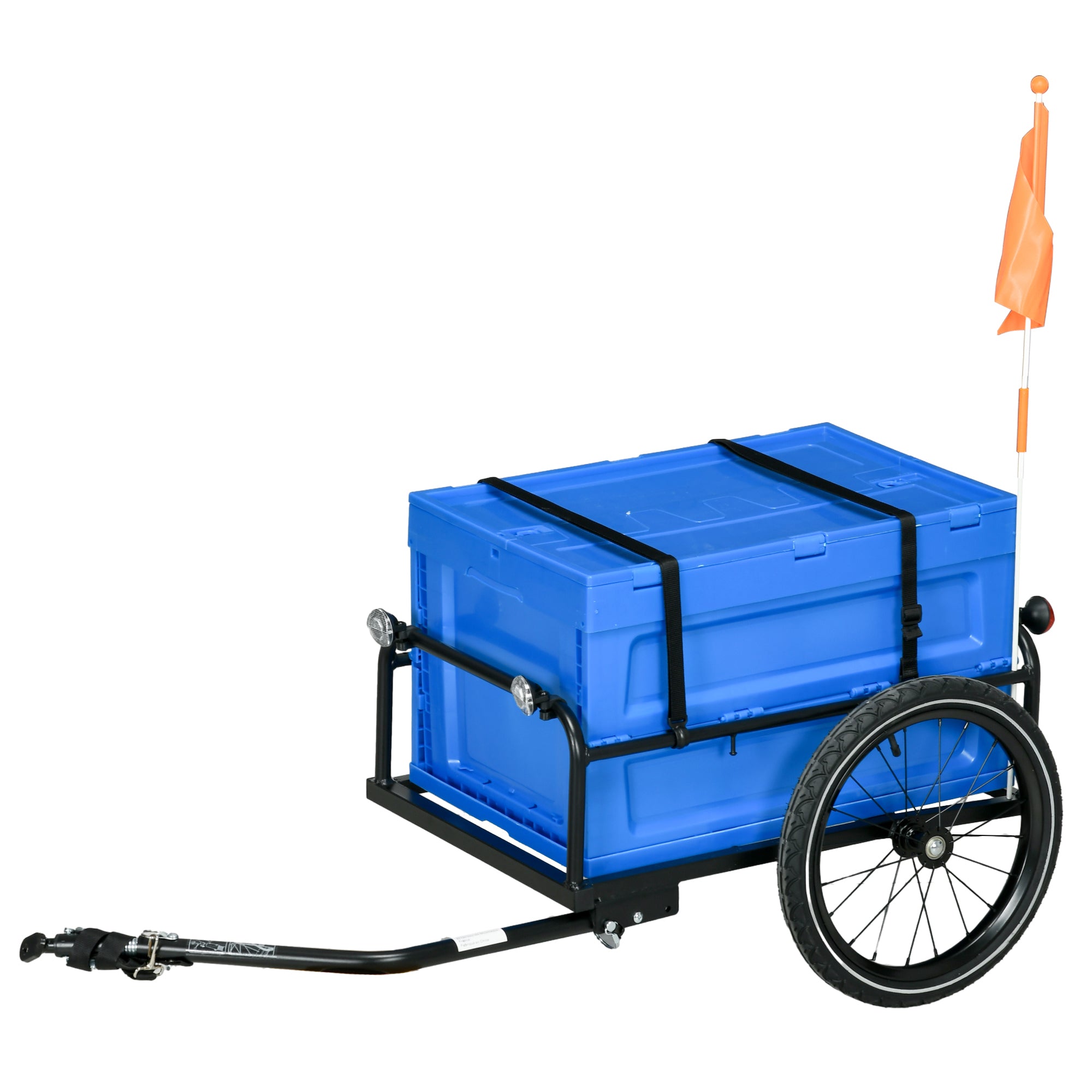 HOMCOM Bicycle Trailer with 65L Foldable Storage Box and Pneumatic Tyr