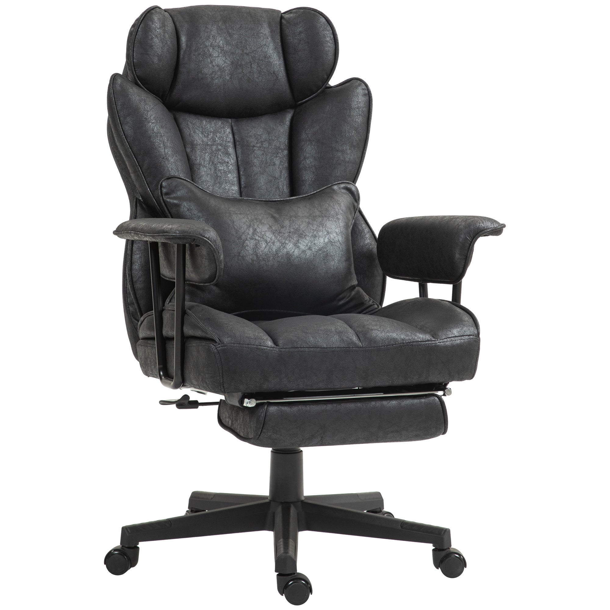 HOMCOM Office Chair, Ergonomic Desk Chair With Foot Rest - Grey/Black