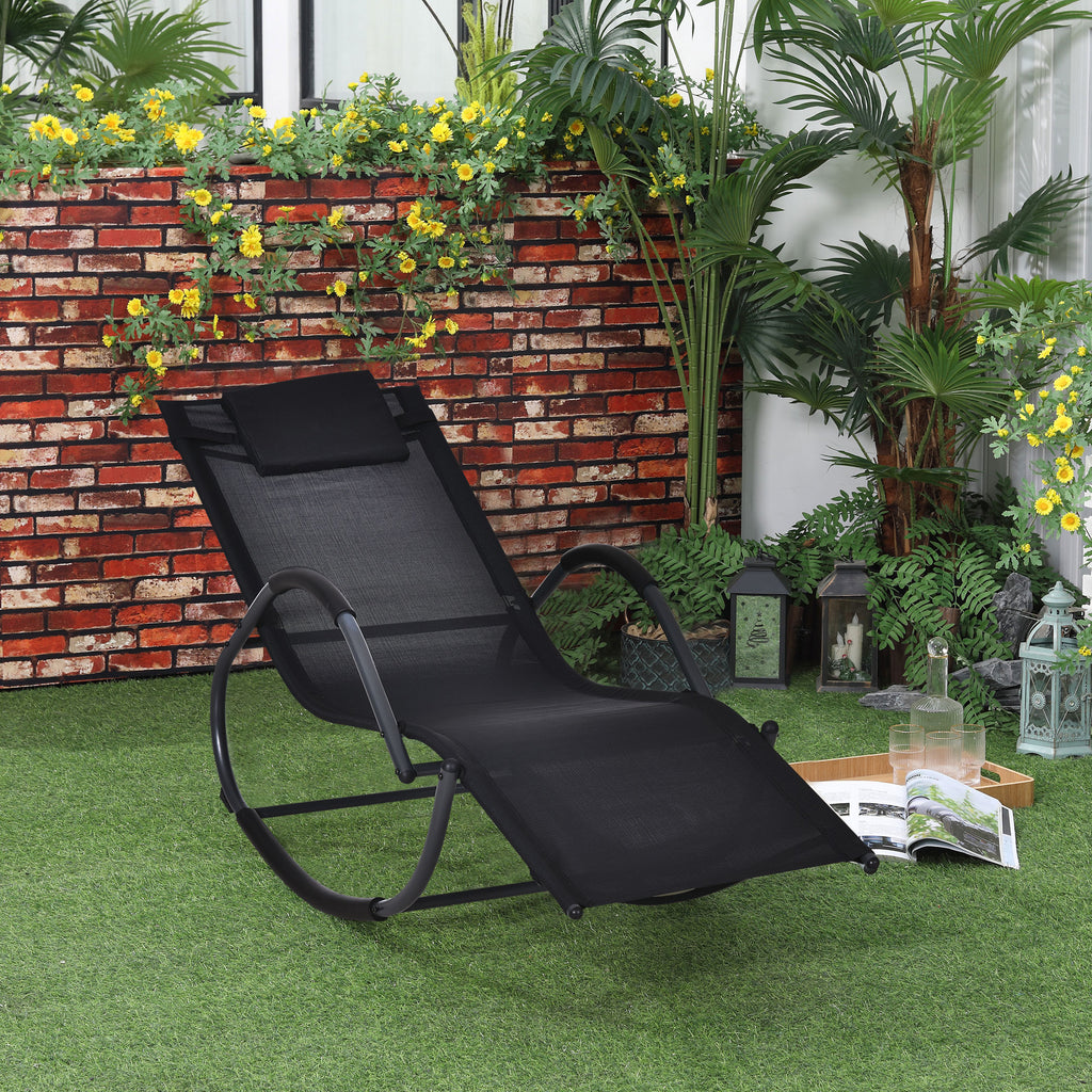 Outsunny Patio Rocking Lounge Chair Zero Gravity Chaise w/ Padded Pill