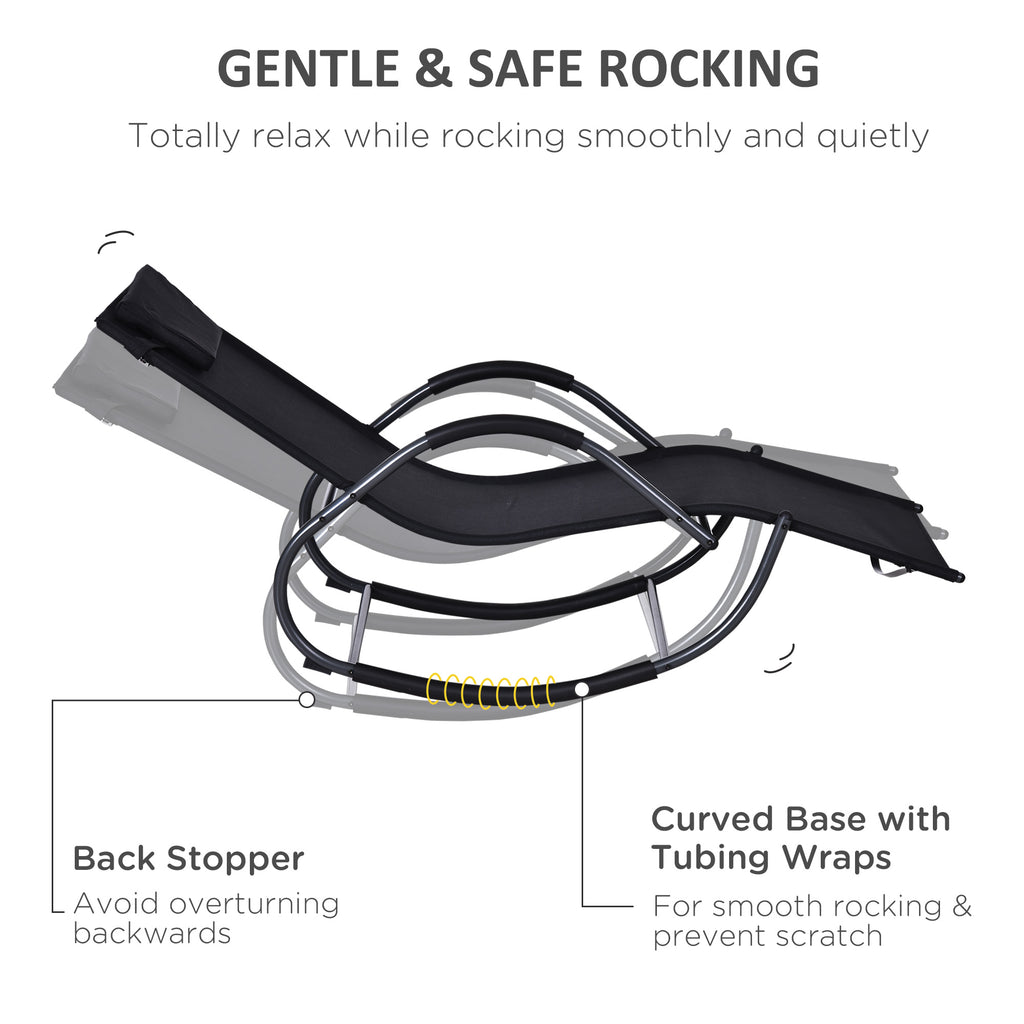 Outsunny Patio Rocking Lounge Chair Zero Gravity Chaise w/ Padded Pill