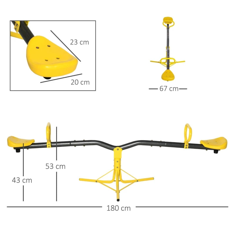 Outsunny See saw for Ages 3-7 years, Yellow