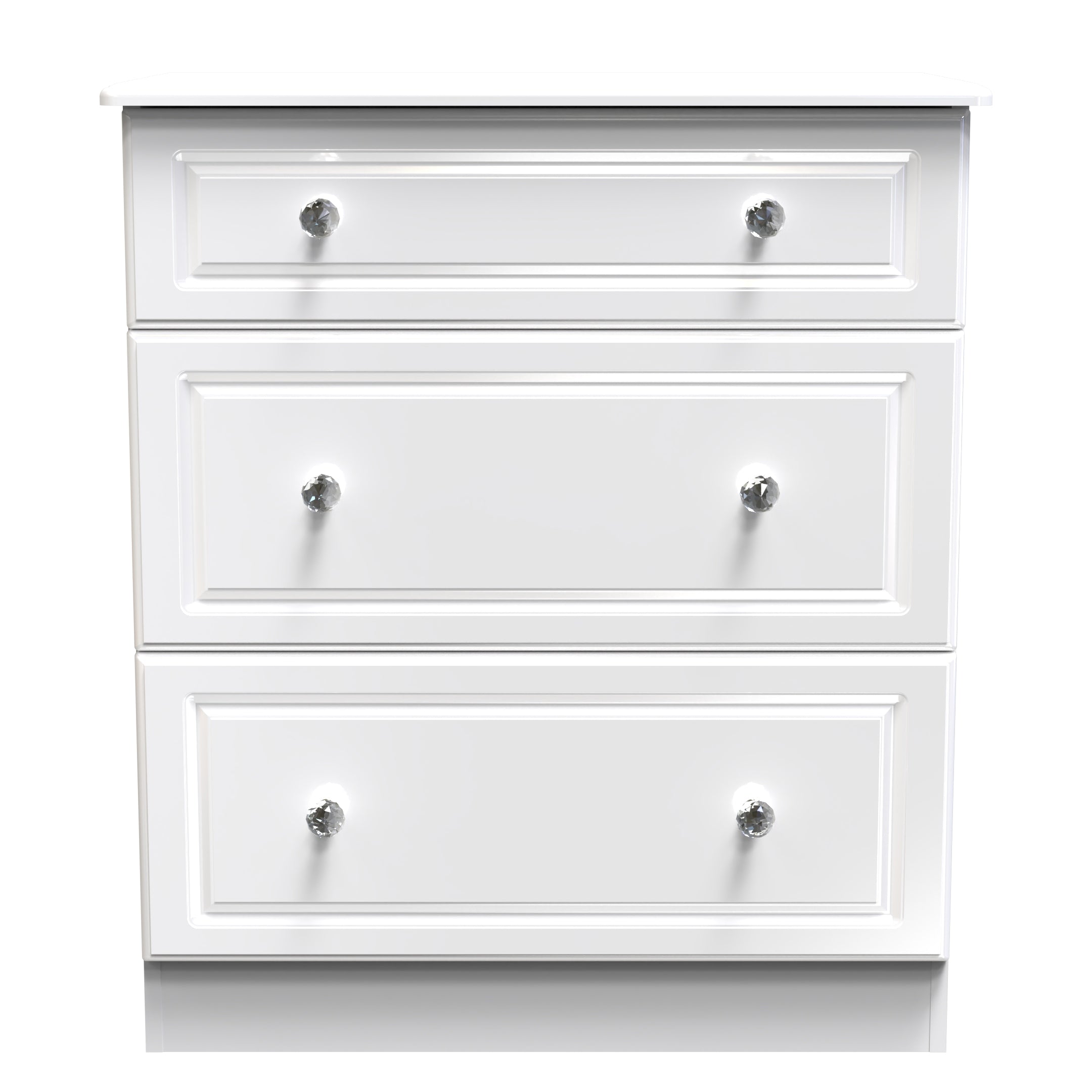 Lisbon Ready Assembled Chest Of Drawers With 3 Drawers - White Gloss