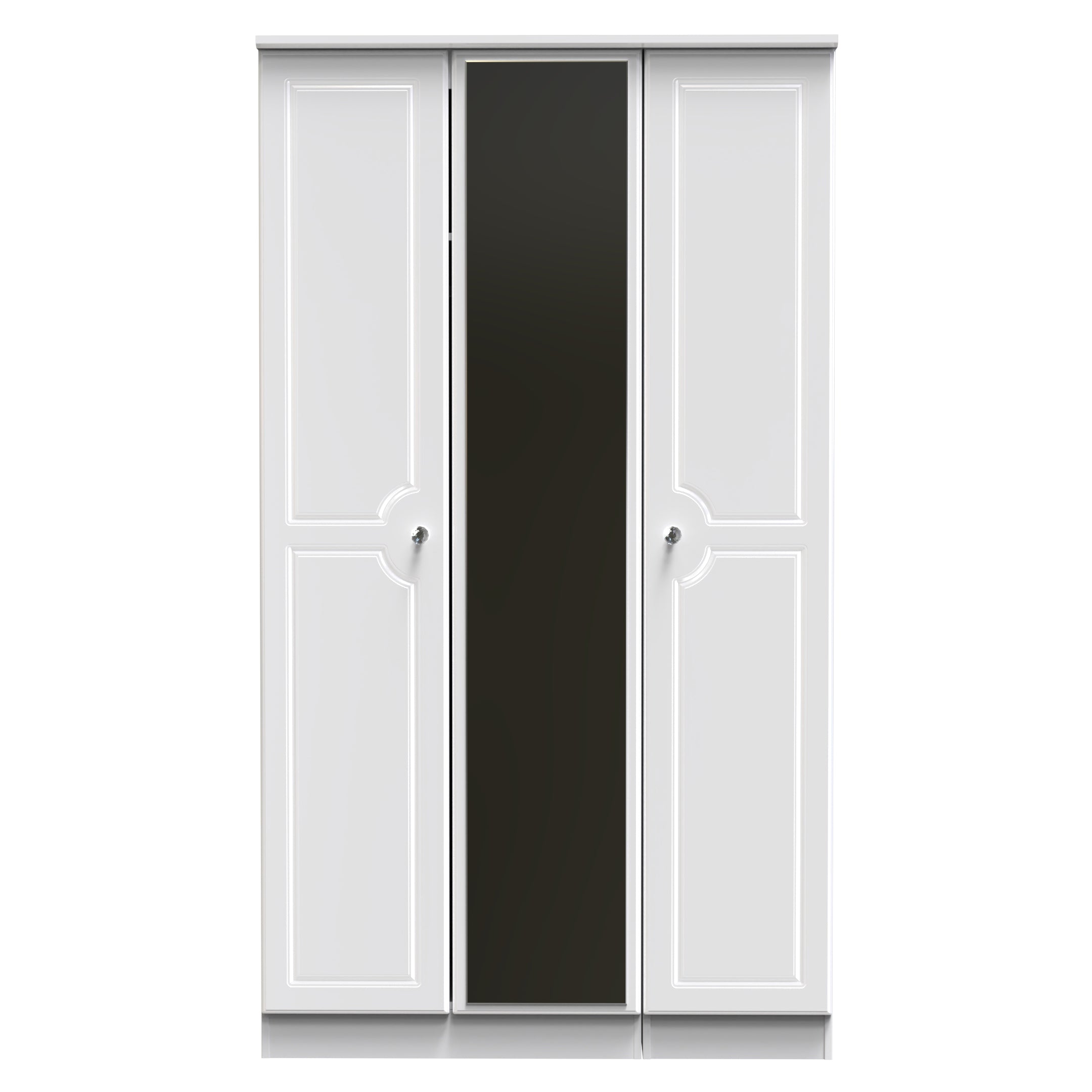 Lisbon Ready Assembled Wardrobe With Triple Door Featuring Mirror - Wh
