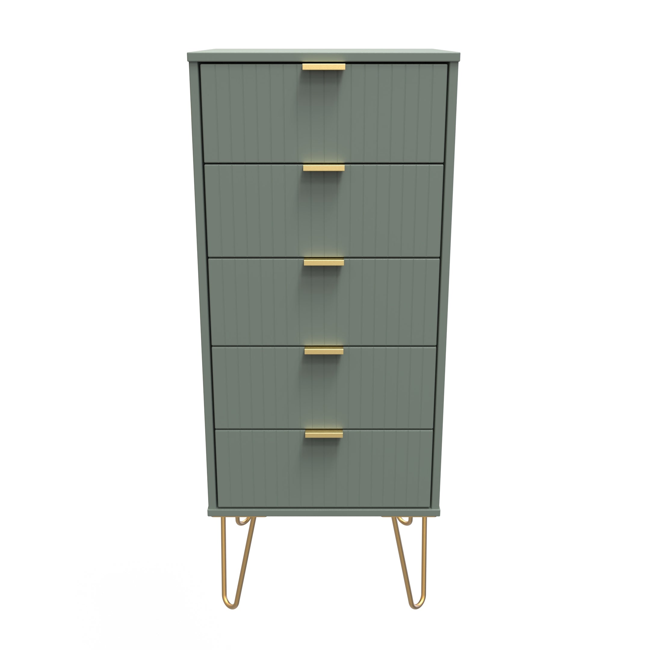 Breda Ready Assembled 5 Drawer Tallboy in Reed Green