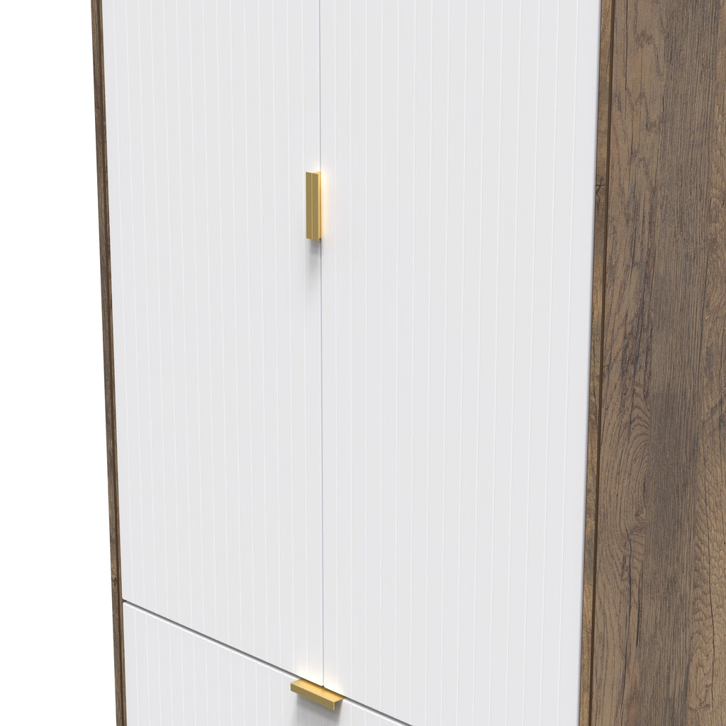 Breda Ready Assembled 2 Door 2 Drawer Wardrobe in White Matt & Vintage