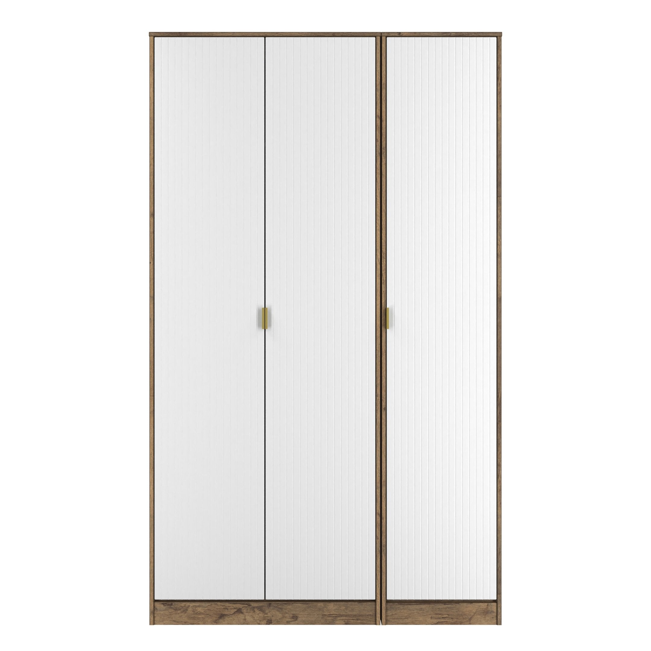 Breda Ready Assembled 3 Door Wardrobe in White Matt & Vintage Oak