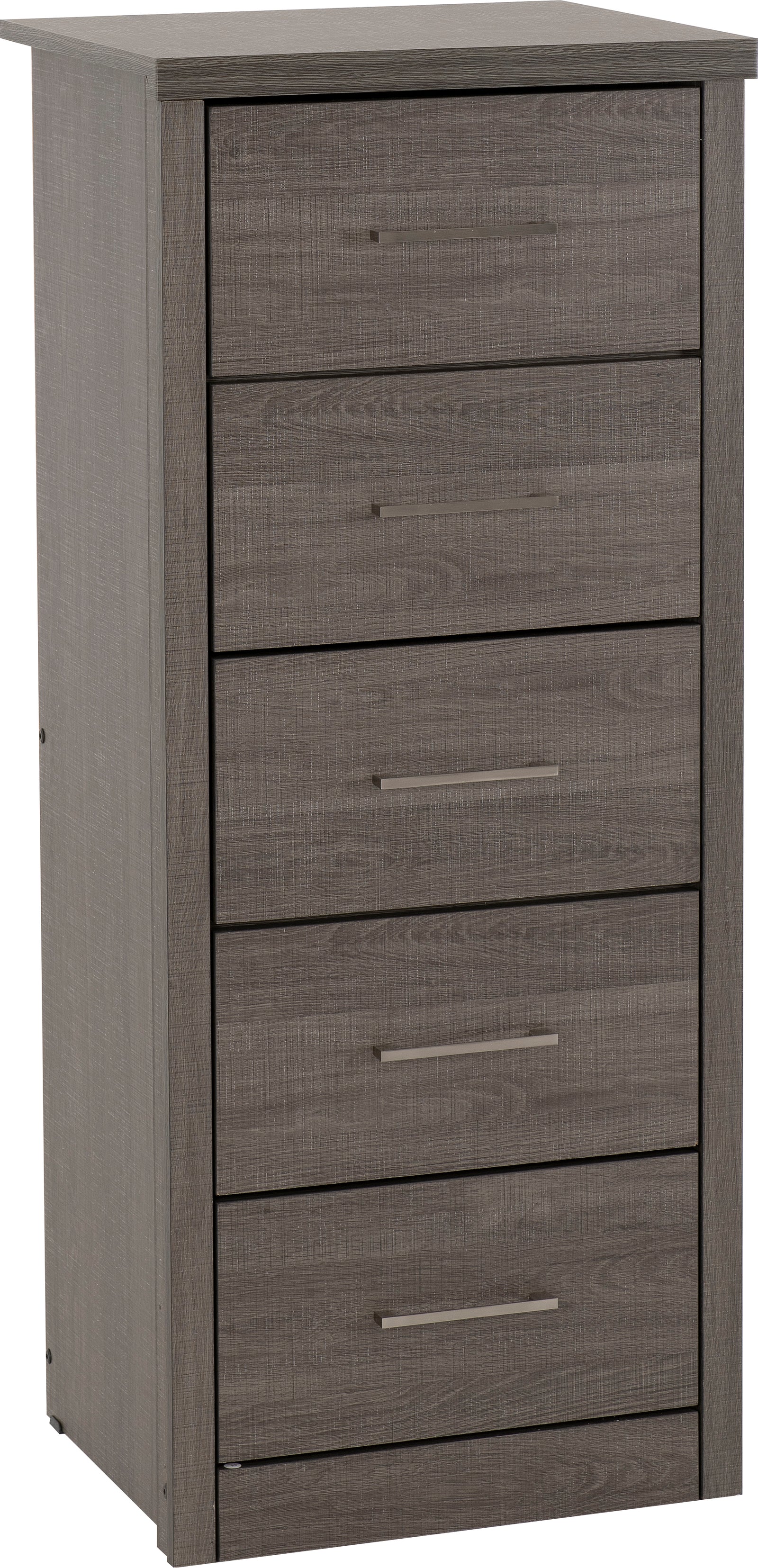 LISBON 5 DRAWER NARROW CHEST - BLACK WOOD GRAIN - BLACK WOOD GRAIN