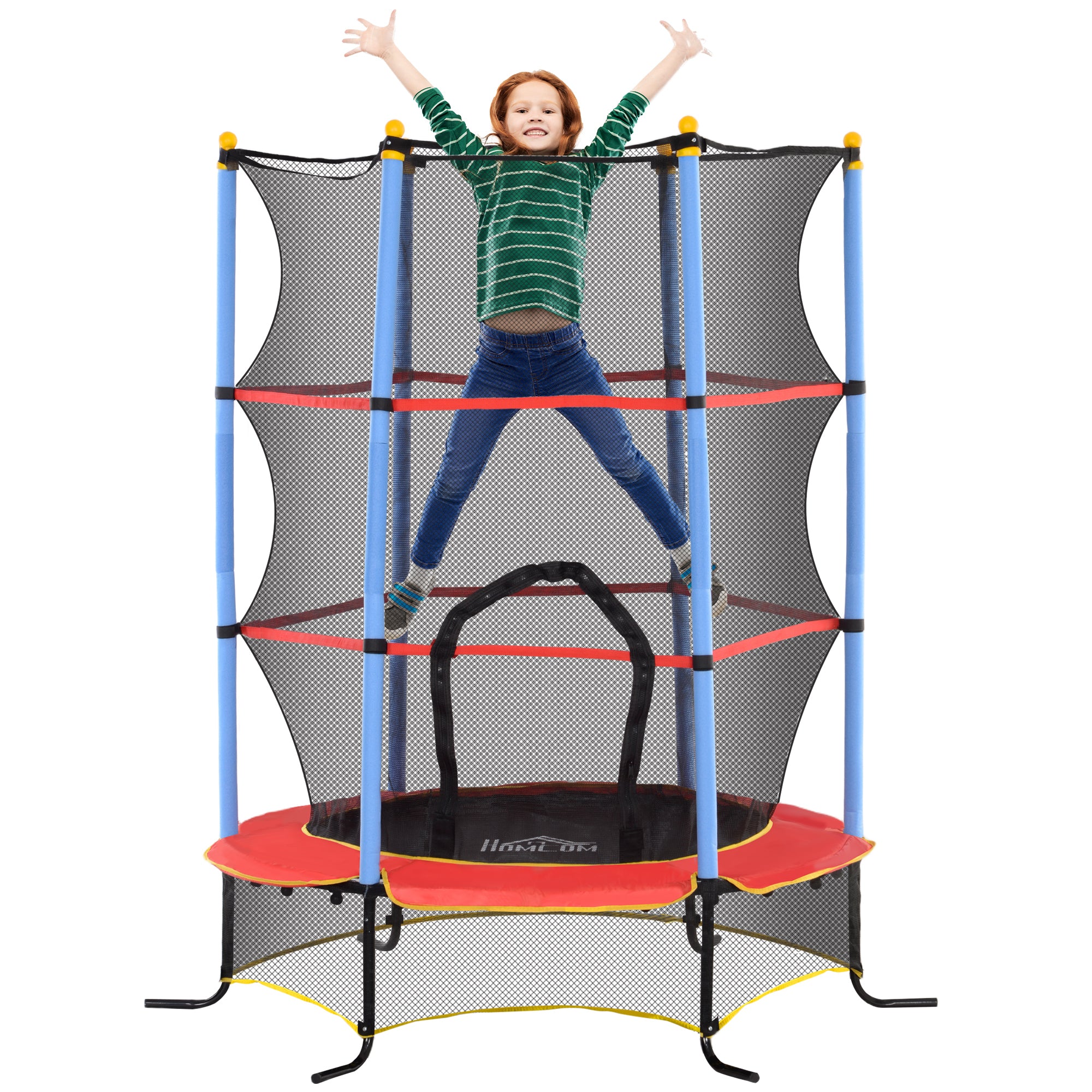 HOMCOM Trampoline For Kids W/Enclosure Net Built-in Zipper 3-10 Year