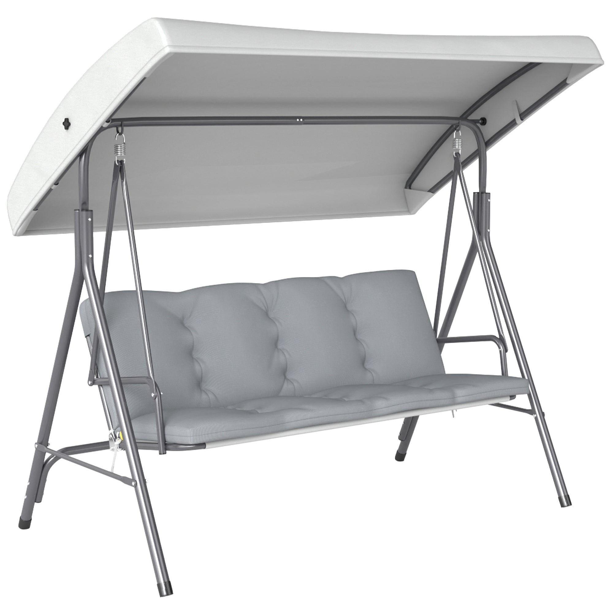 Outsunny 3 Person Porch Swing Chair Outdoor Lounge Bench Canopy Light