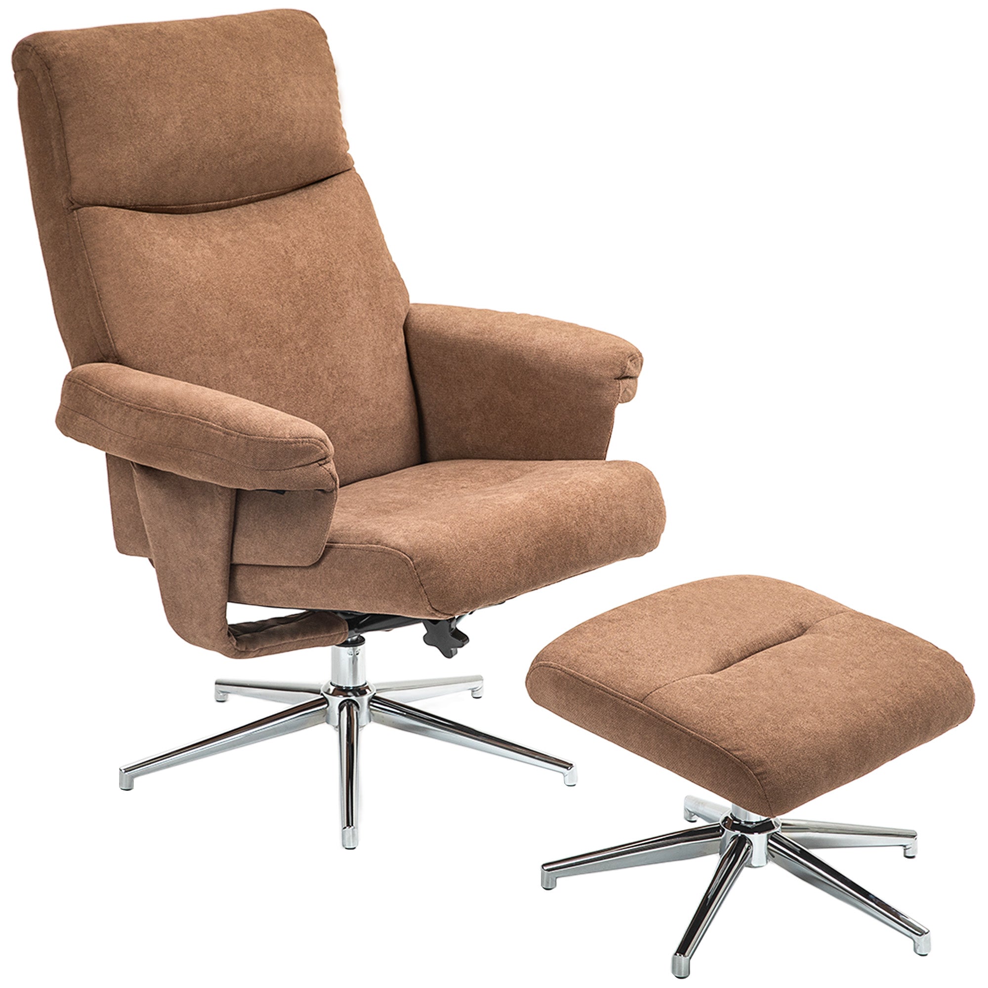 HOMCOM Recliner Chair With Footstool With Adjustable Back - Brown/Char
