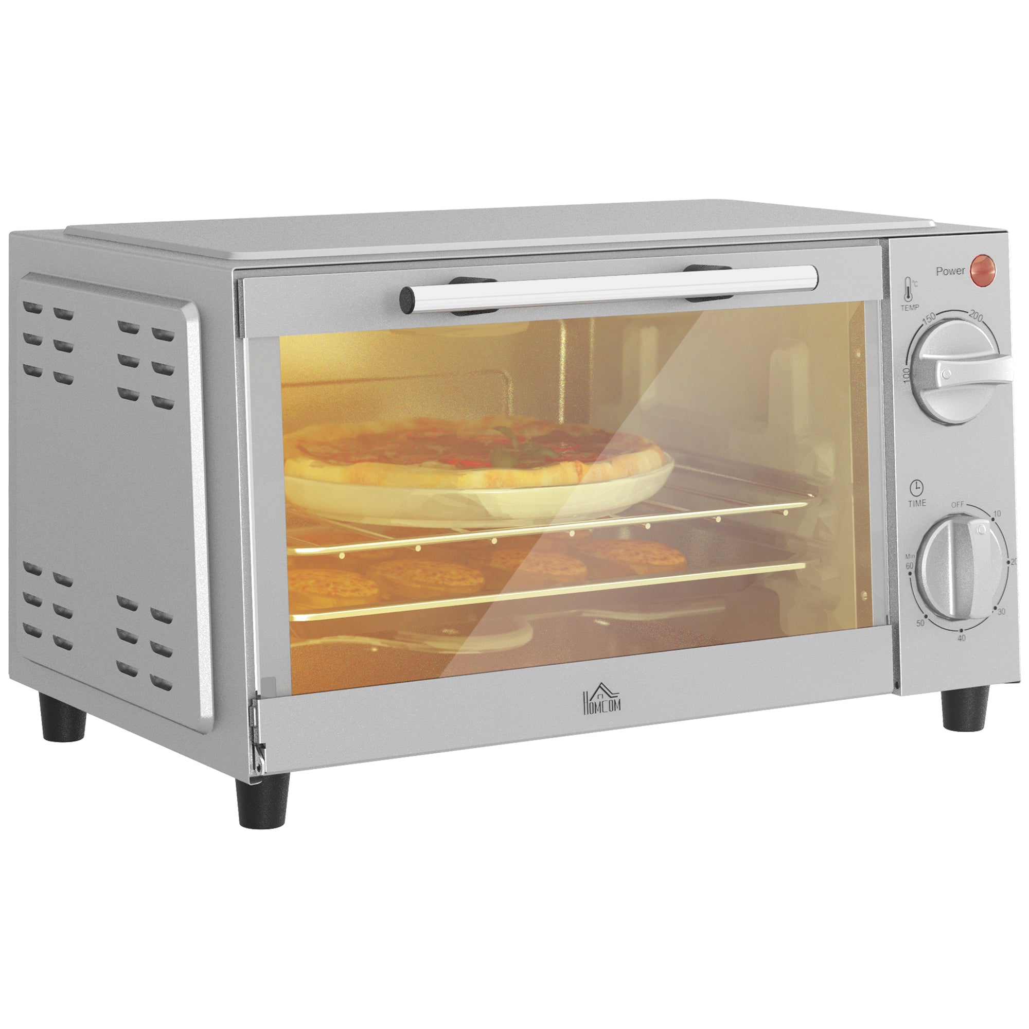 HOMCOM Mini Oven 9L Countertop Electric Grill W/ Temp Timer Control 75