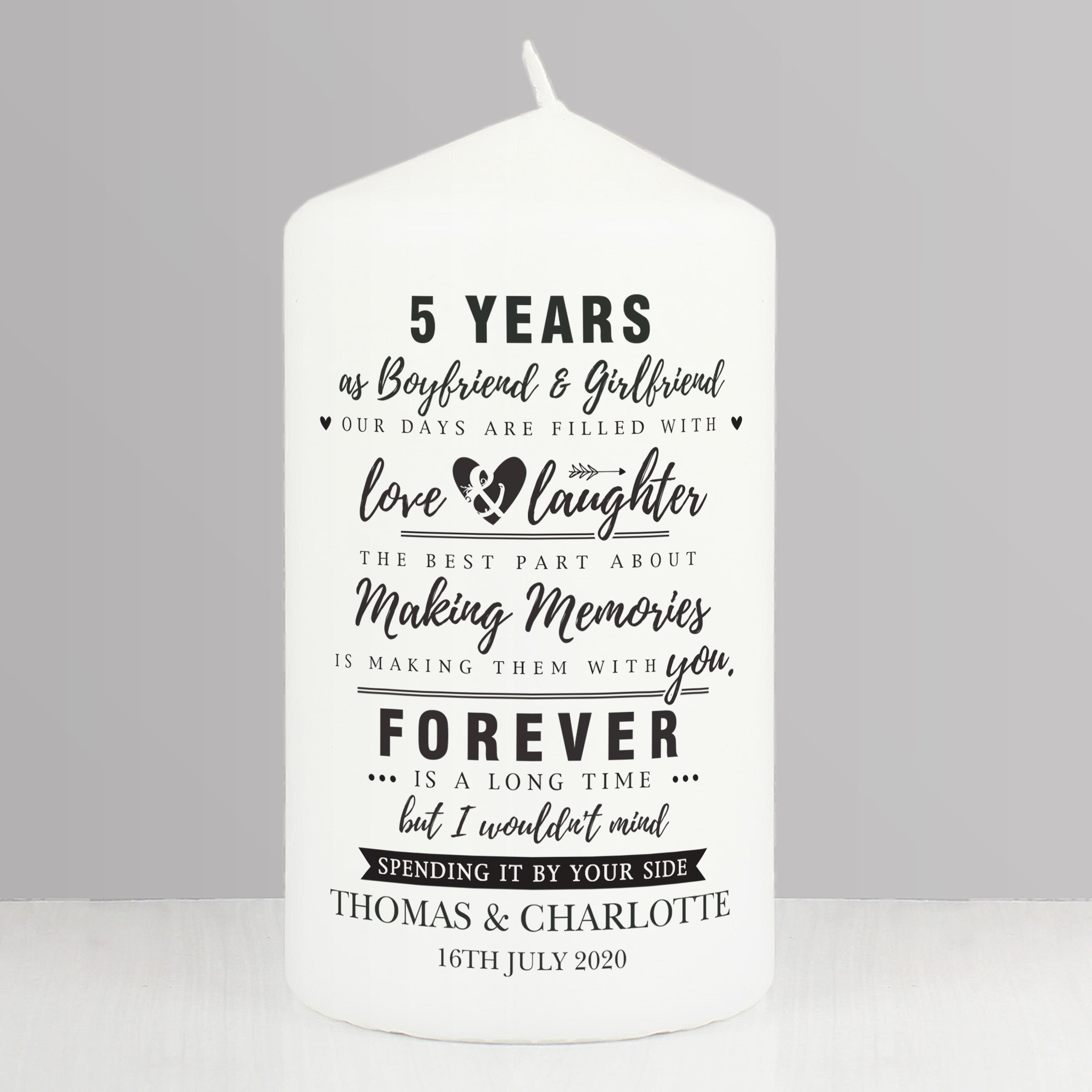 Personalised Typography Anniversary Pillar Candle