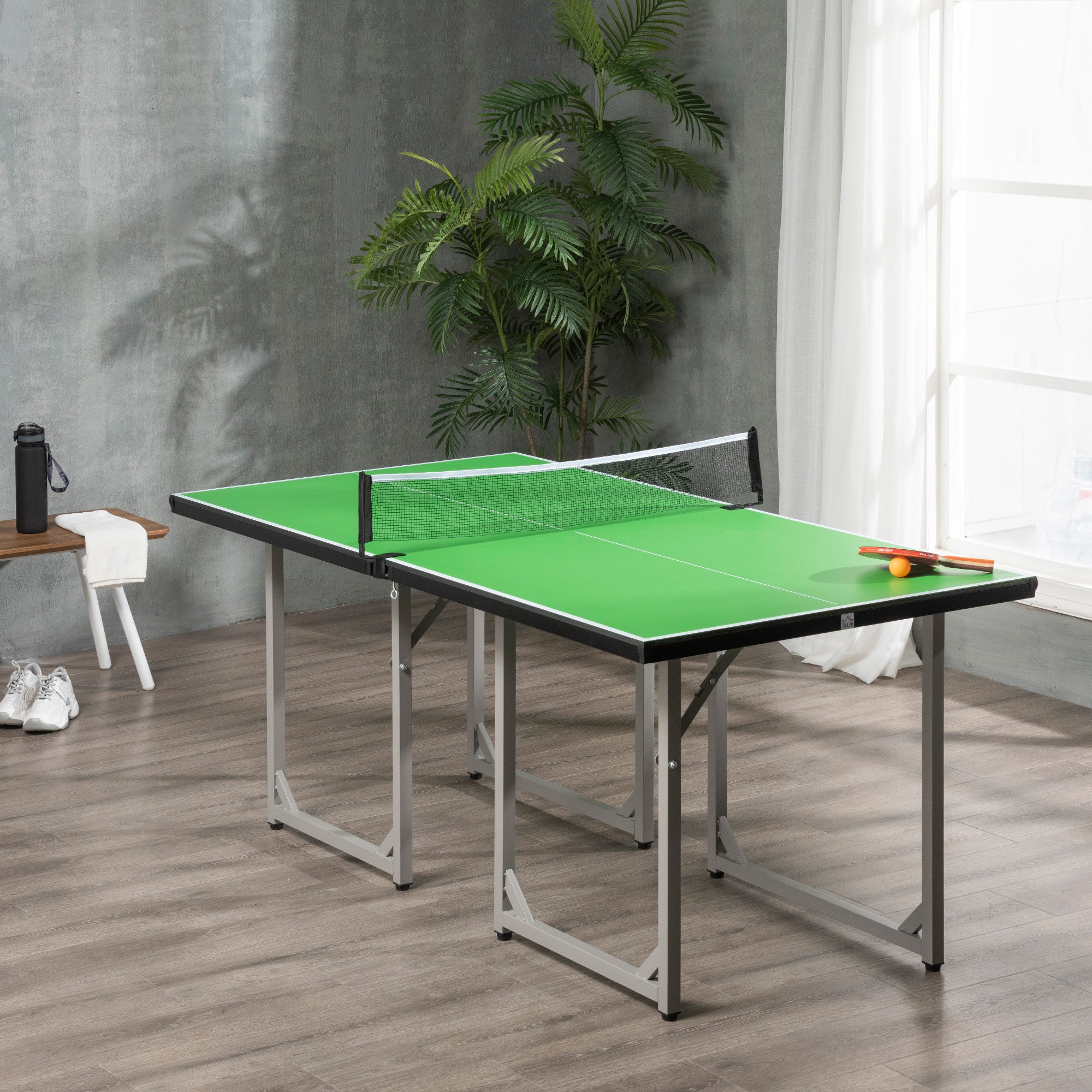 HOMCOM 6ft 182cm Mini Table Tennis Table Folding Ping Pong Table with