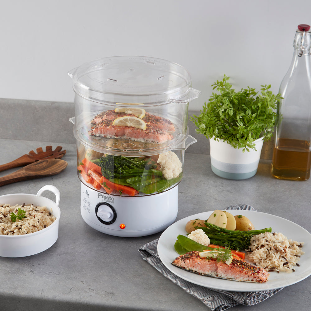 Tower Presto Steam Cooker 2 Tier - White