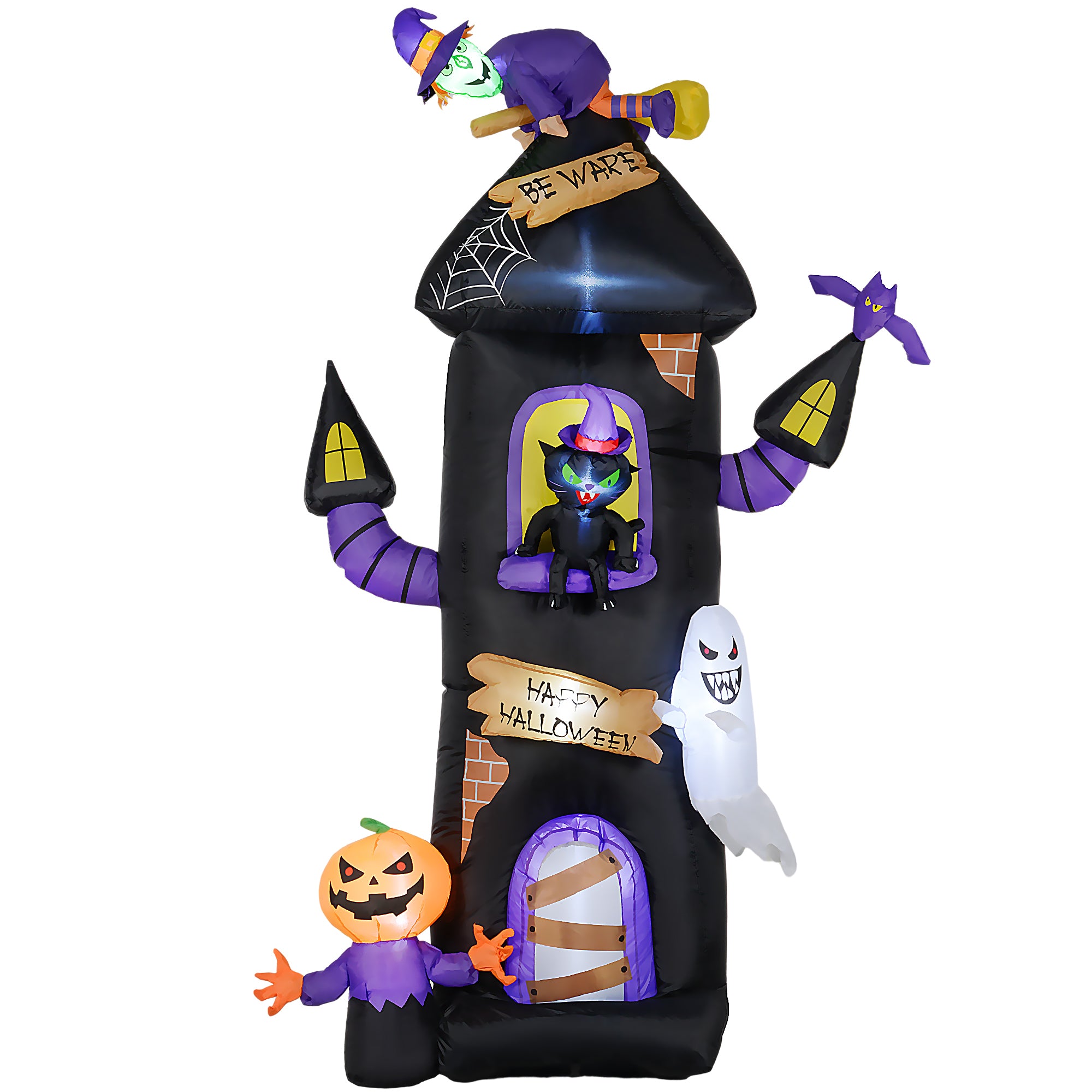 Outsunny 8.5ft Halloween Inflatable Treehouse w/ Witch, Ghost, Pumpkin