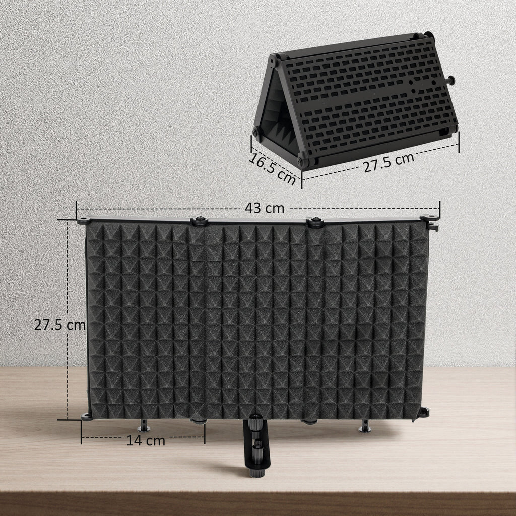 HOMCOM Foldable Table Top Studio Microphone Isolation Shield, Black