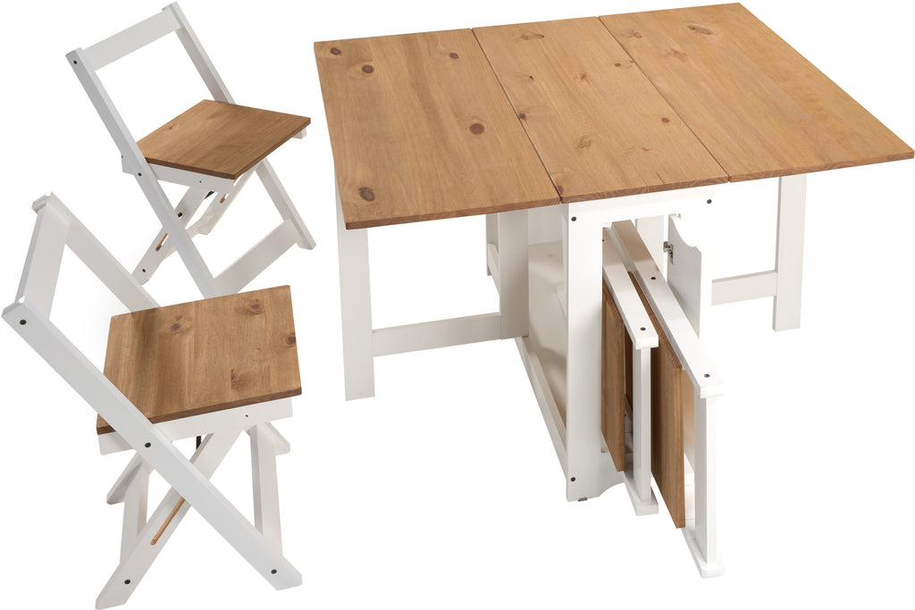 SANTOS BUTTERFLY DINING SET (X4 CHAIRS) - WHITE/DISTRESSED WAXED PINE