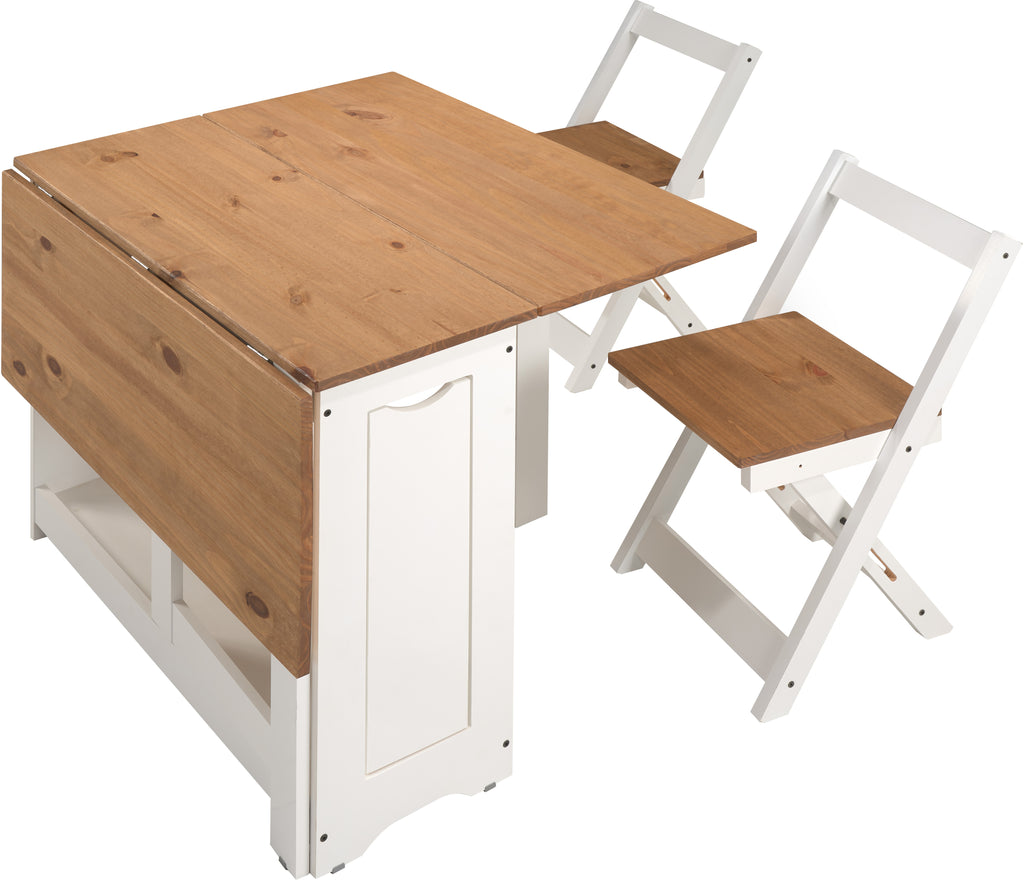 SANTOS BUTTERFLY DINING SET (X4 CHAIRS) - WHITE/DISTRESSED WAXED PINE