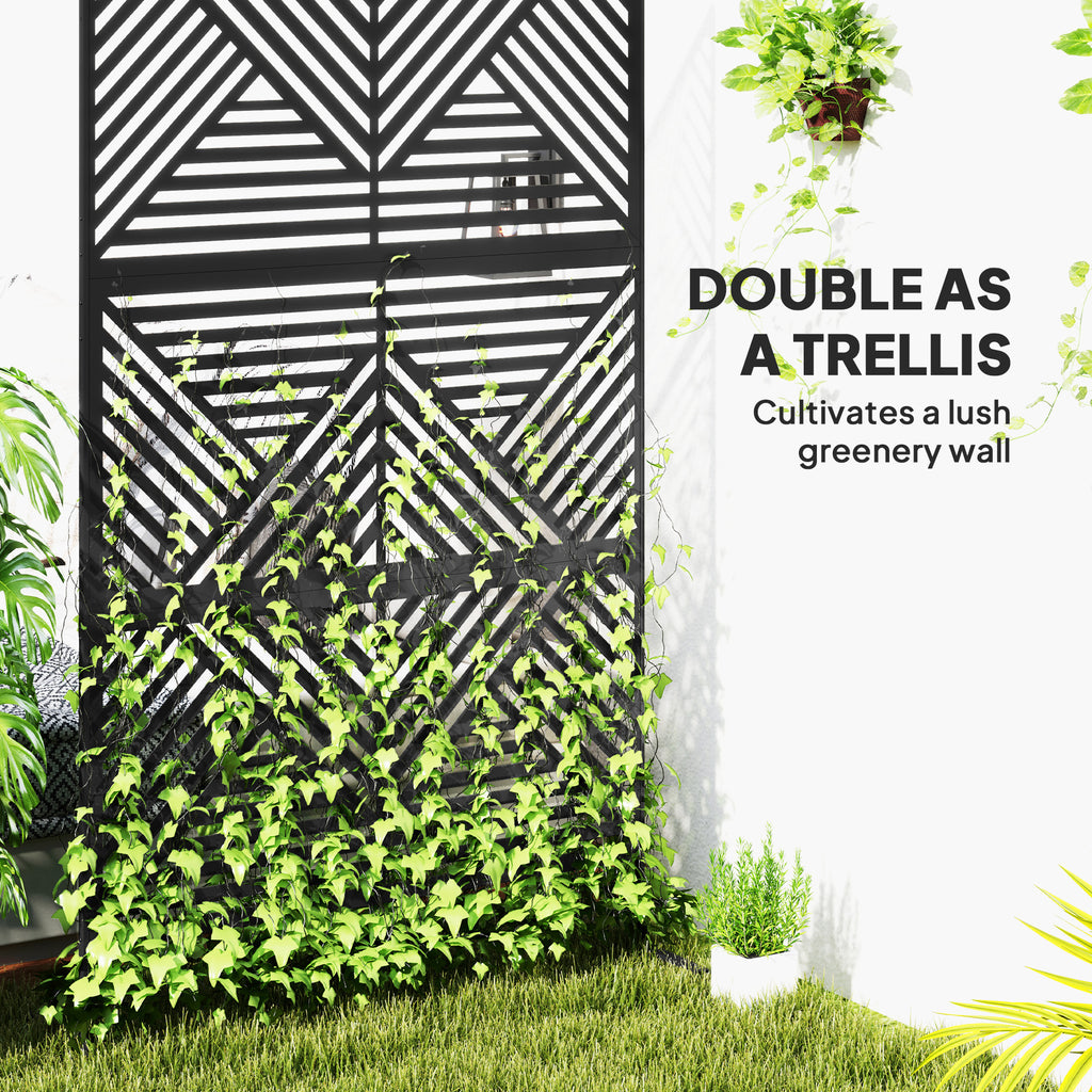 Outsunny Decorative Outdoor Divider Privacy Panel with Stand, Rhombus