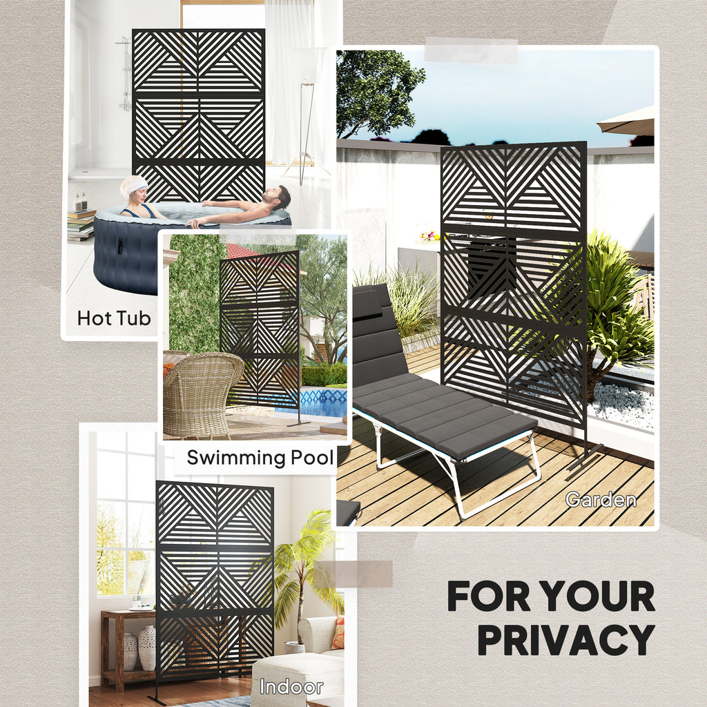 Outsunny Decorative Outdoor Divider Privacy Panel with Stand, Rhombus