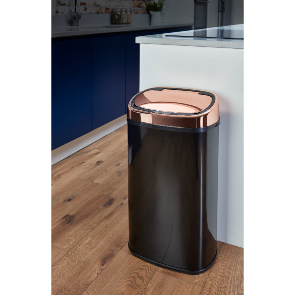 Tower Square Sensor Bin 58L Rose Gold - Black