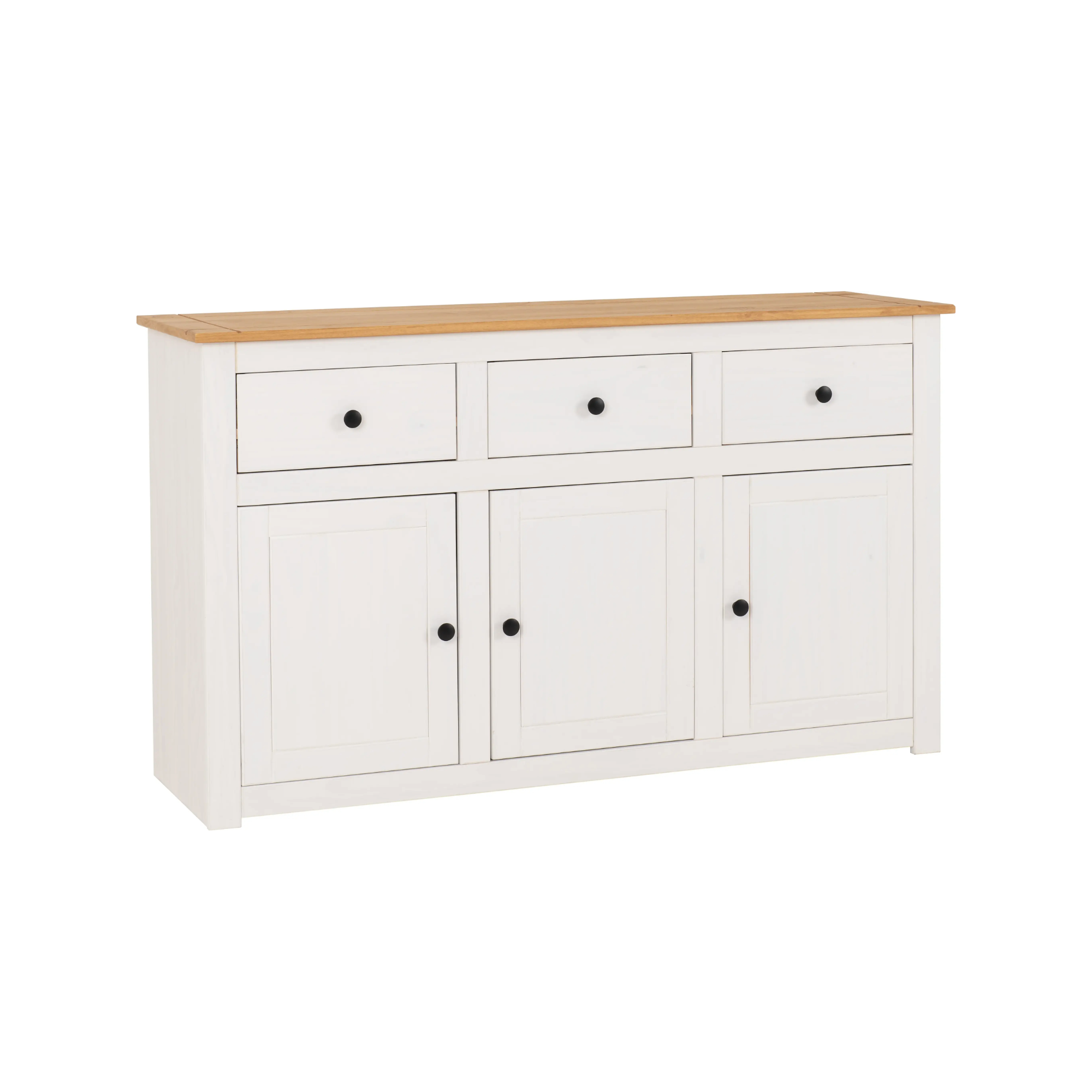 PANAMA 3 DOOR 3 DRAWER SIDEBOARD - WHITE/NATURAL WAX