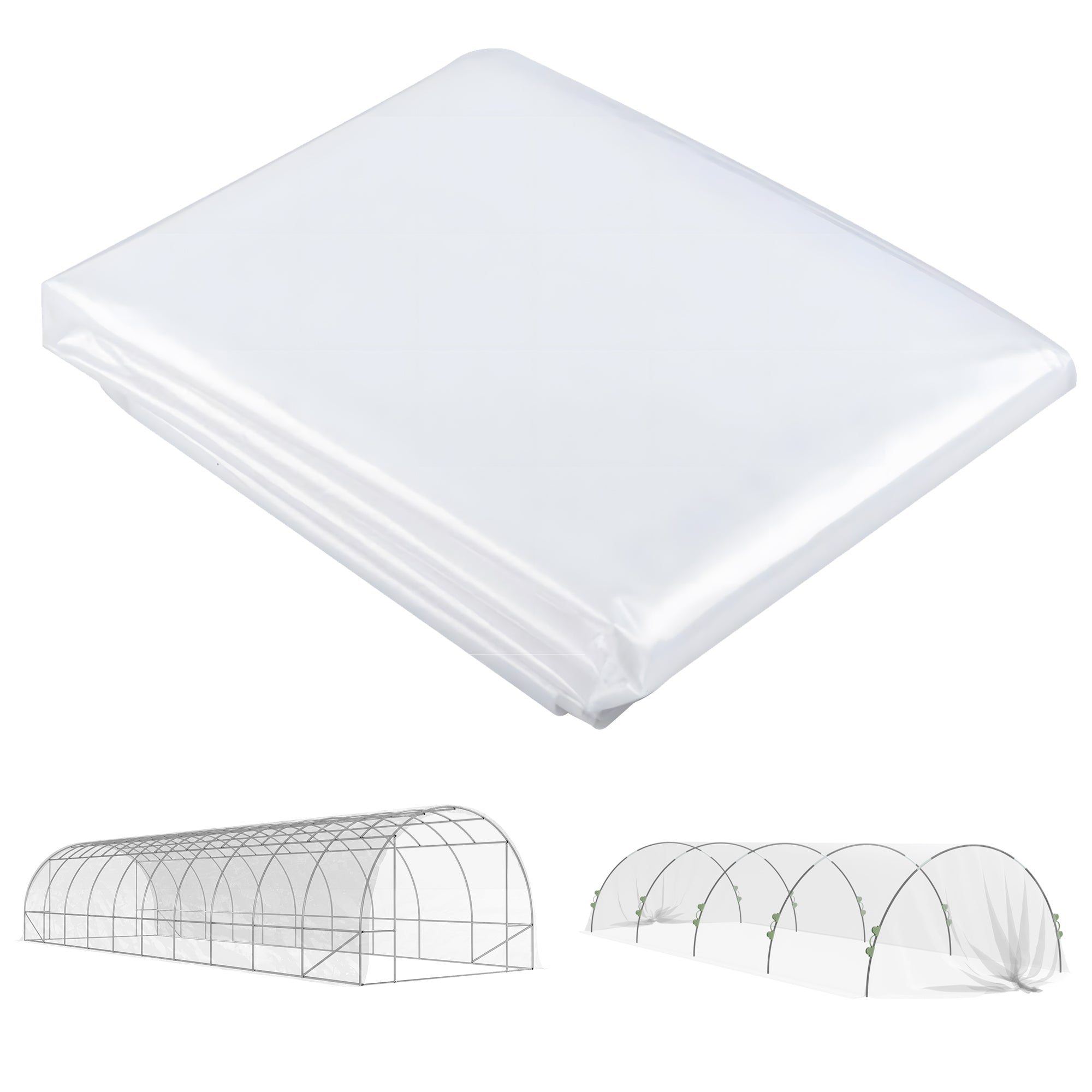 Outsunny 6 X 10m UV Resistant Waterproof Plastic Polytunnel Cover, Cle