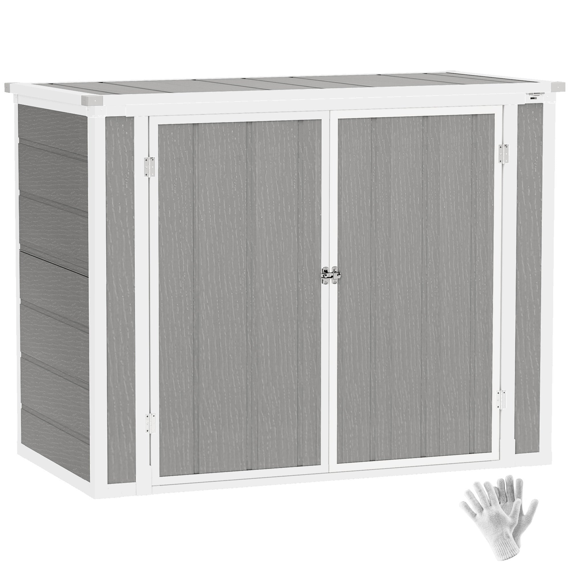 Outsunny 4.7 x 2.5FT Lockable Garden Shed, 2-Bin Storage Shed, Light G