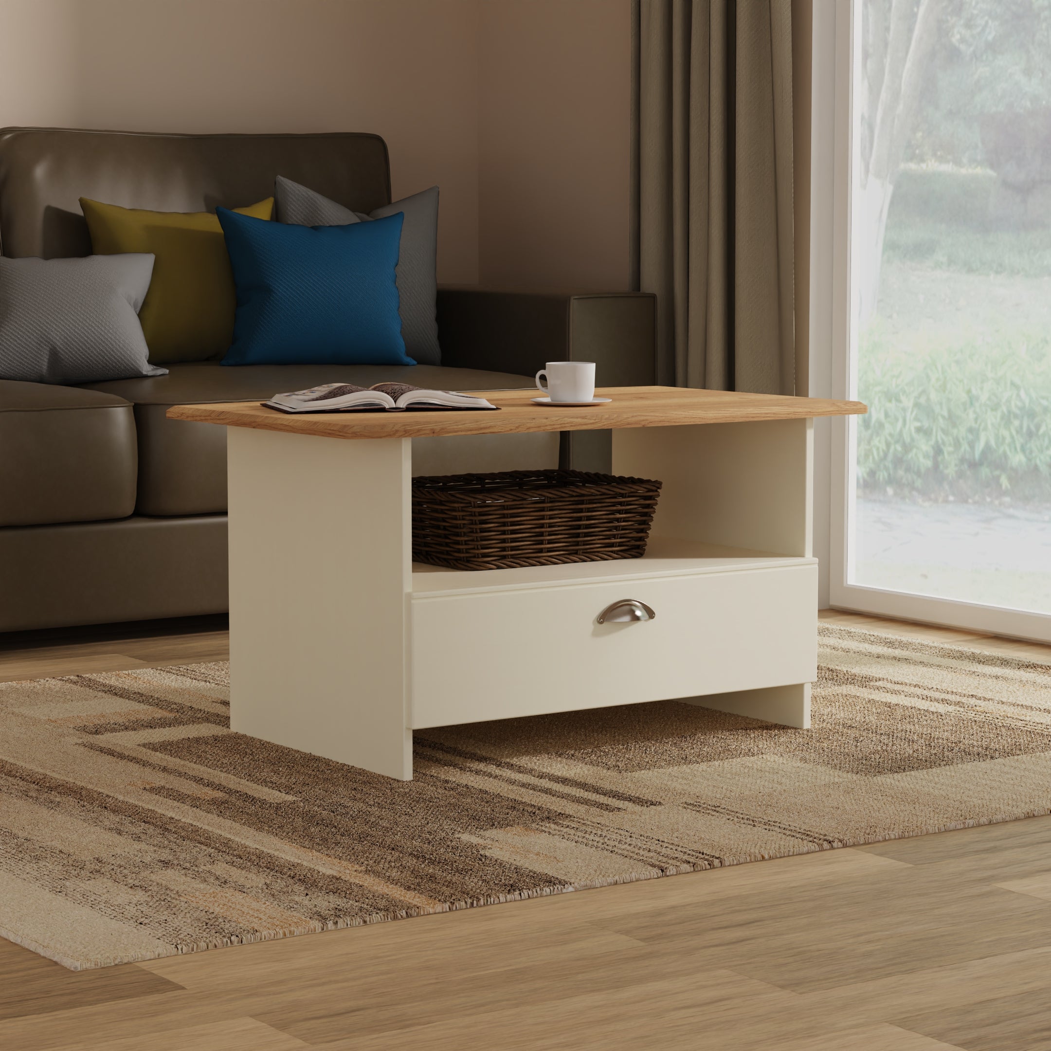Westminster Ready Assembled Bottom Drawer Coffee Table in Cream Ash