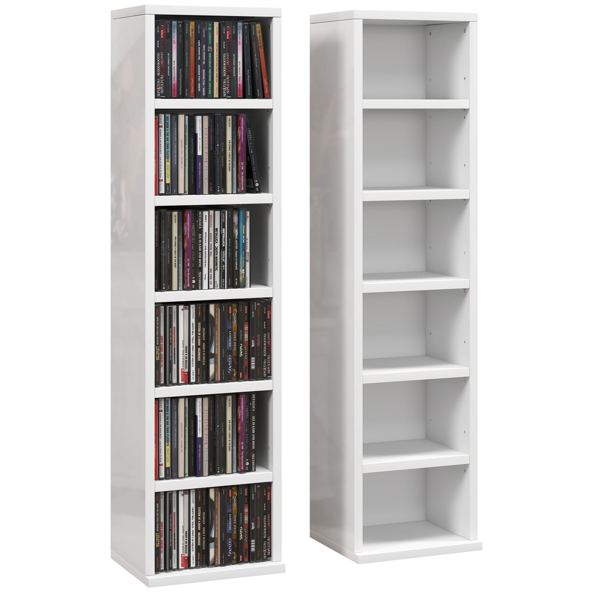 HOMCOM Set Of 2 CD Storage Units With Adjustable Shelves, High Gloss W