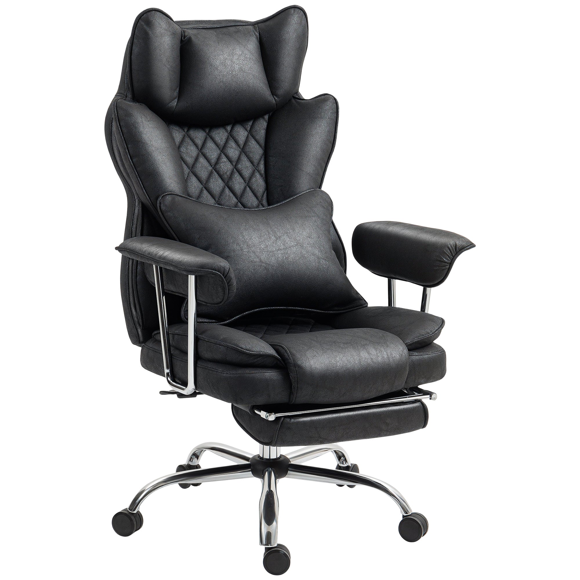 HOMCOM Office Chair, High Back Leathaire Desk Chair For Home - Black/B