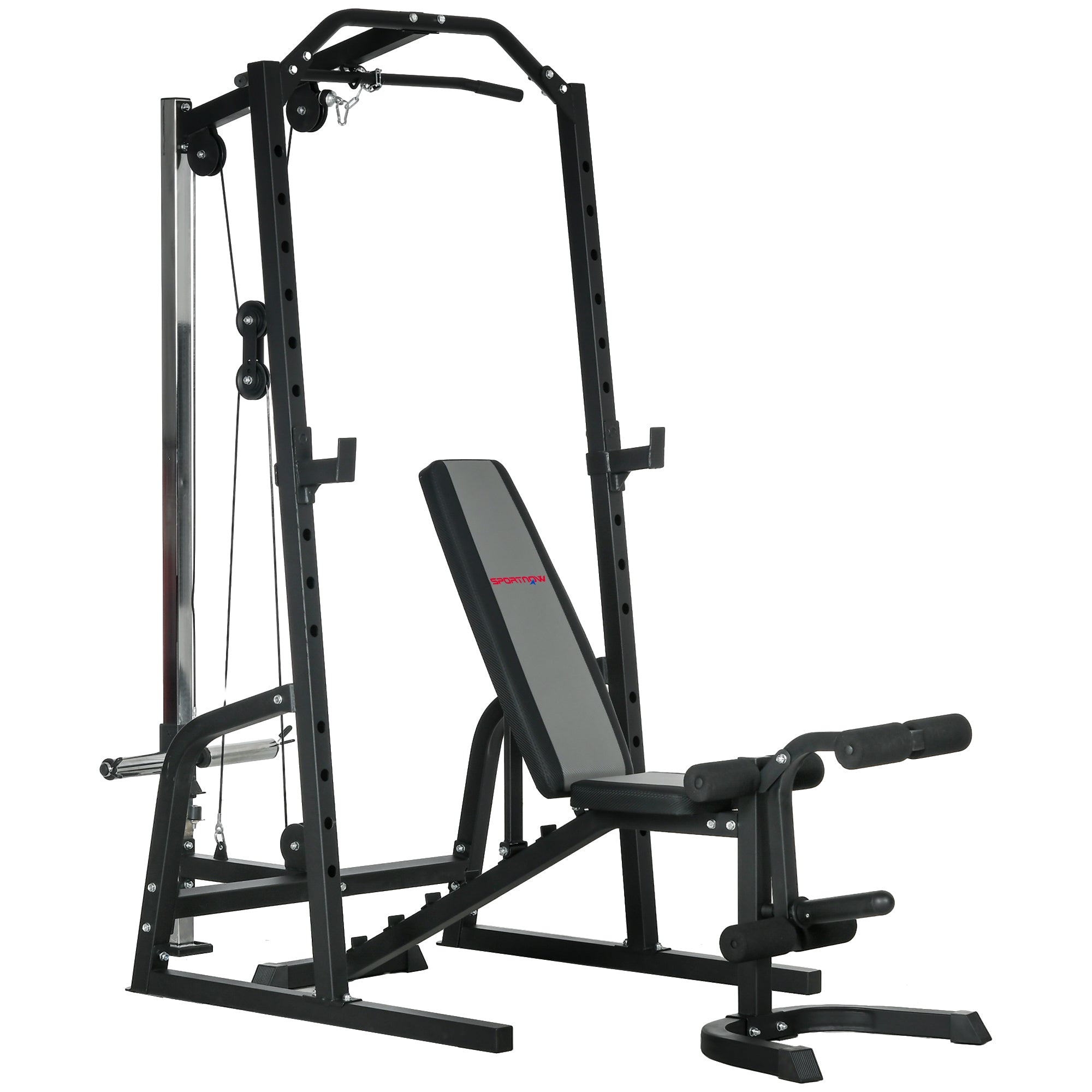 SPORTNOW Smith Machine Power Rack with Pull Up Bar, Lat Pull Down Syst