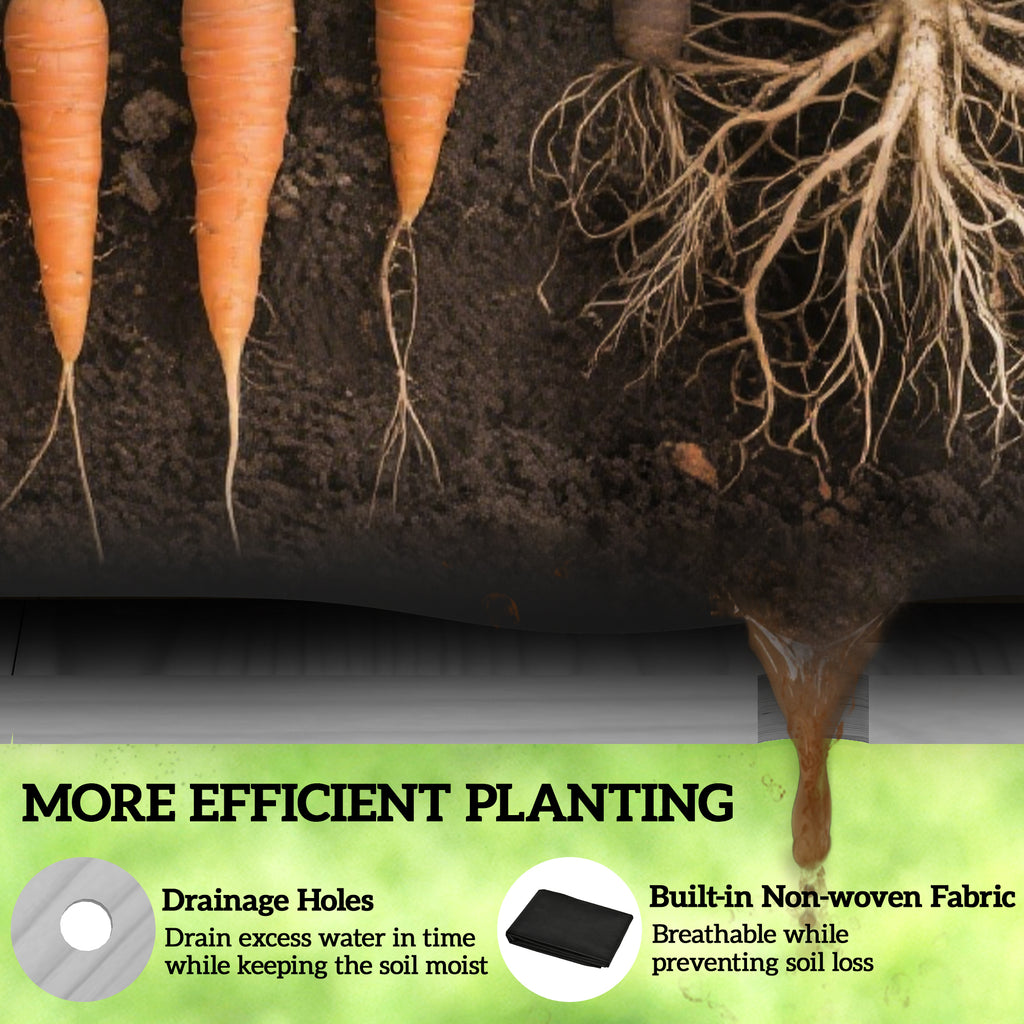 Outsunny Wooden Planter Raised Bed Stand Vegetable Flower Bed, Light G