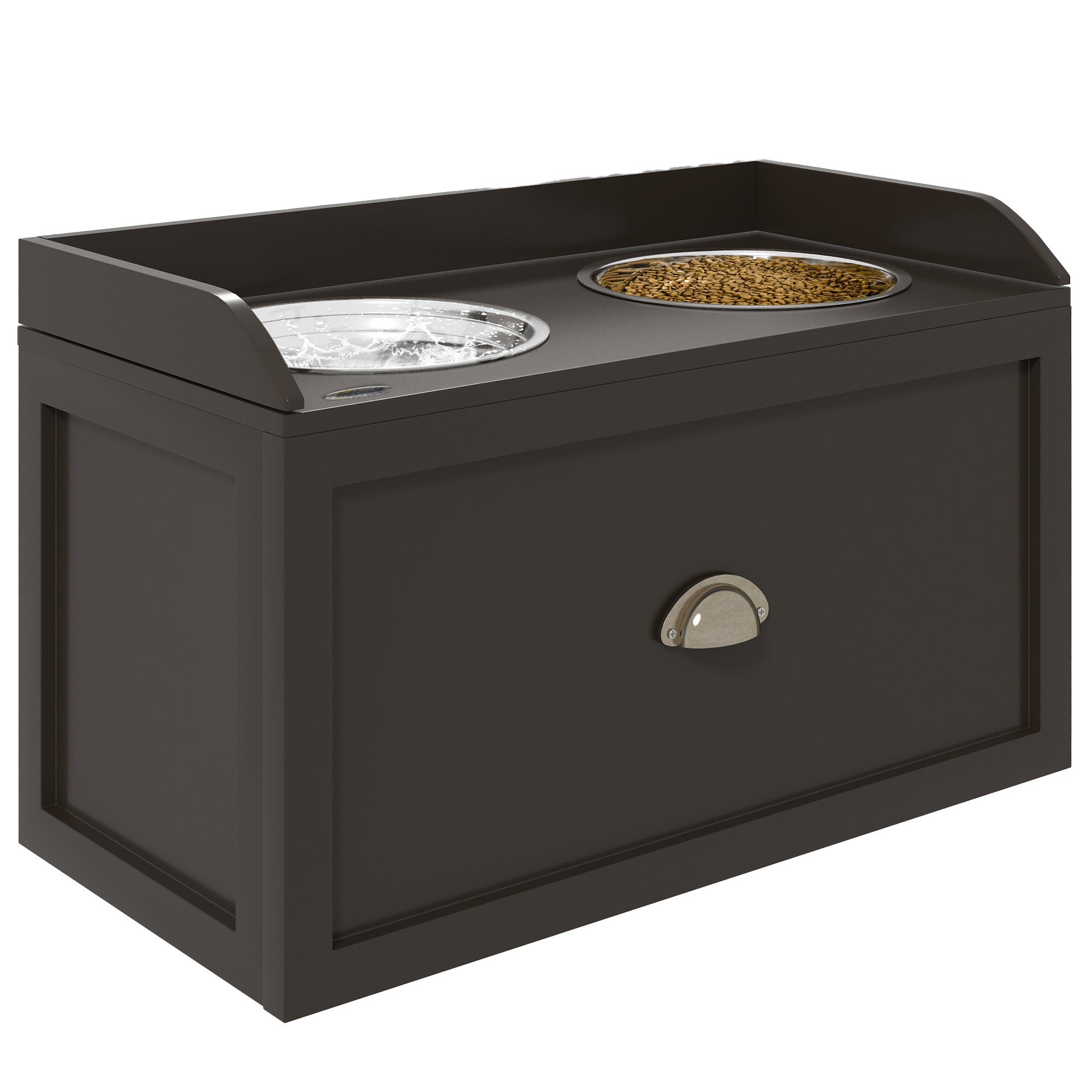 PawHut Stainless Steel Raised Dog Bowl W/ 21L Storage Drawer, For Larg