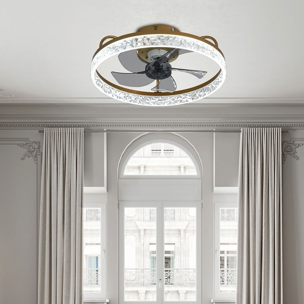 Cottonfy UK Round Ceiling Fan Light with Crystal Shade