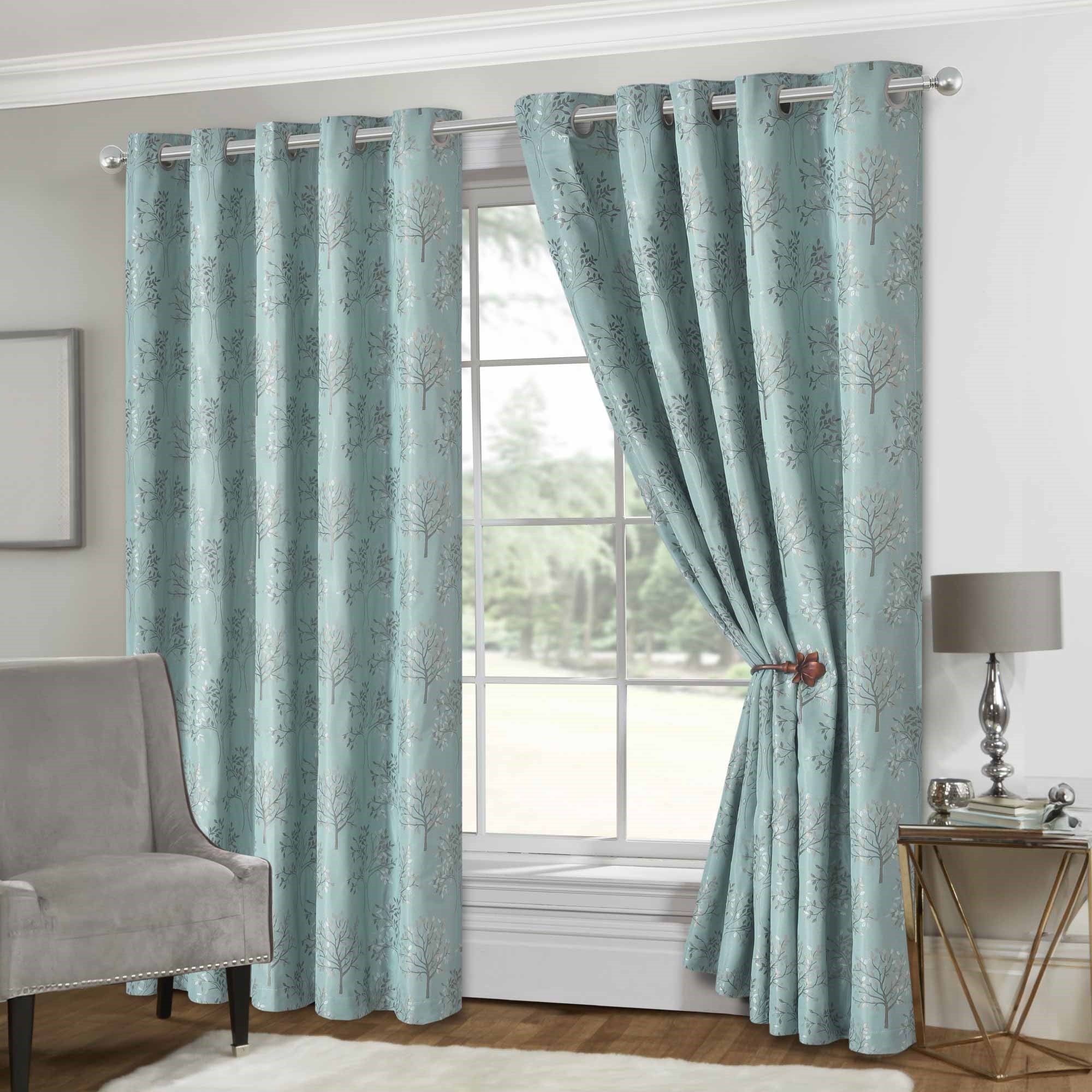 Lewis's Tuscany Eyelet Curtains - Duck Egg