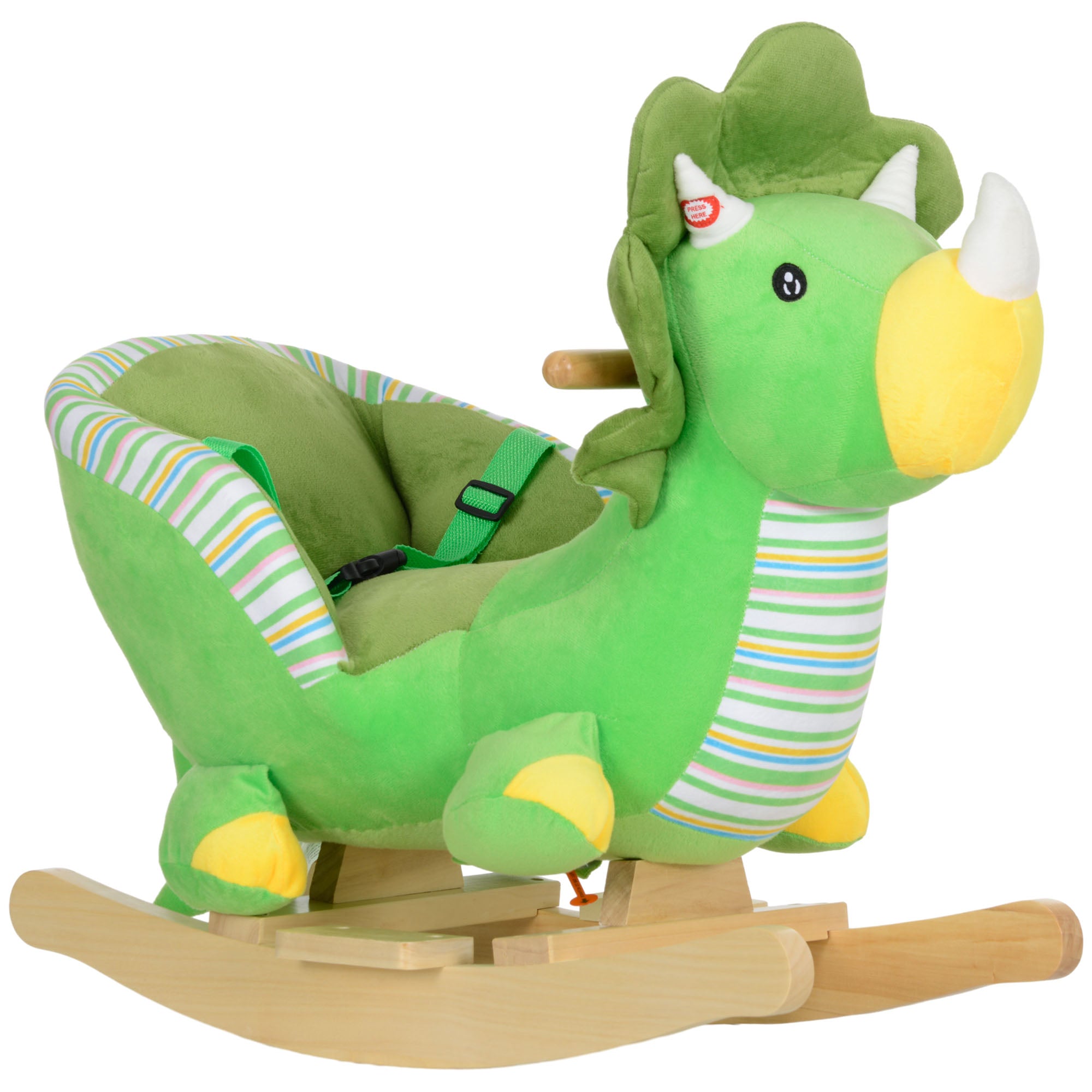 AIYAPLAY Rocking Horse Dinosaur Design Baby Rocker with Animal Sound,