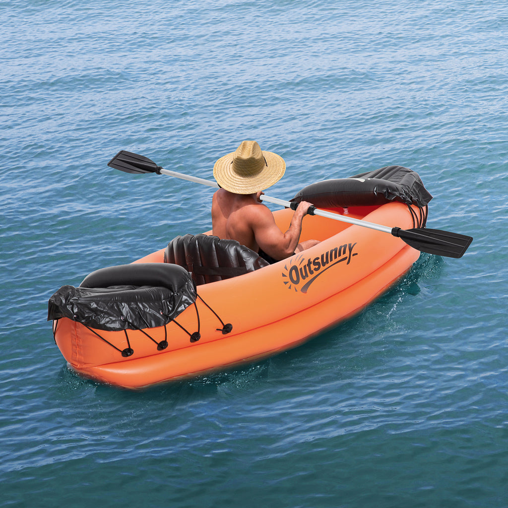 Outsunny Inflatable Kayak, 1-Person Inflatable Boat, Inflatable Canoe