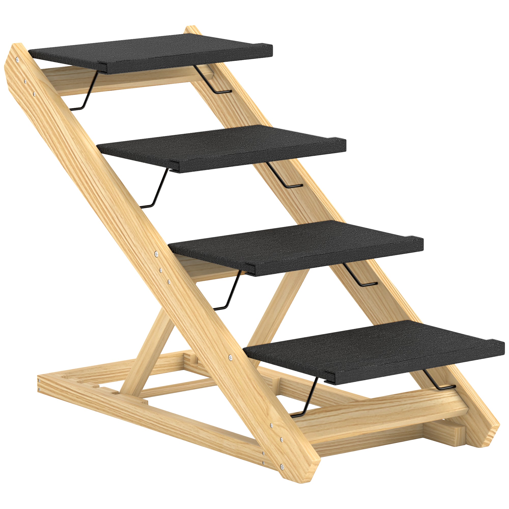 PawHut Dog Steps Dog Ramp, 4-Step Adjustable Height Pet Stairs for Lar