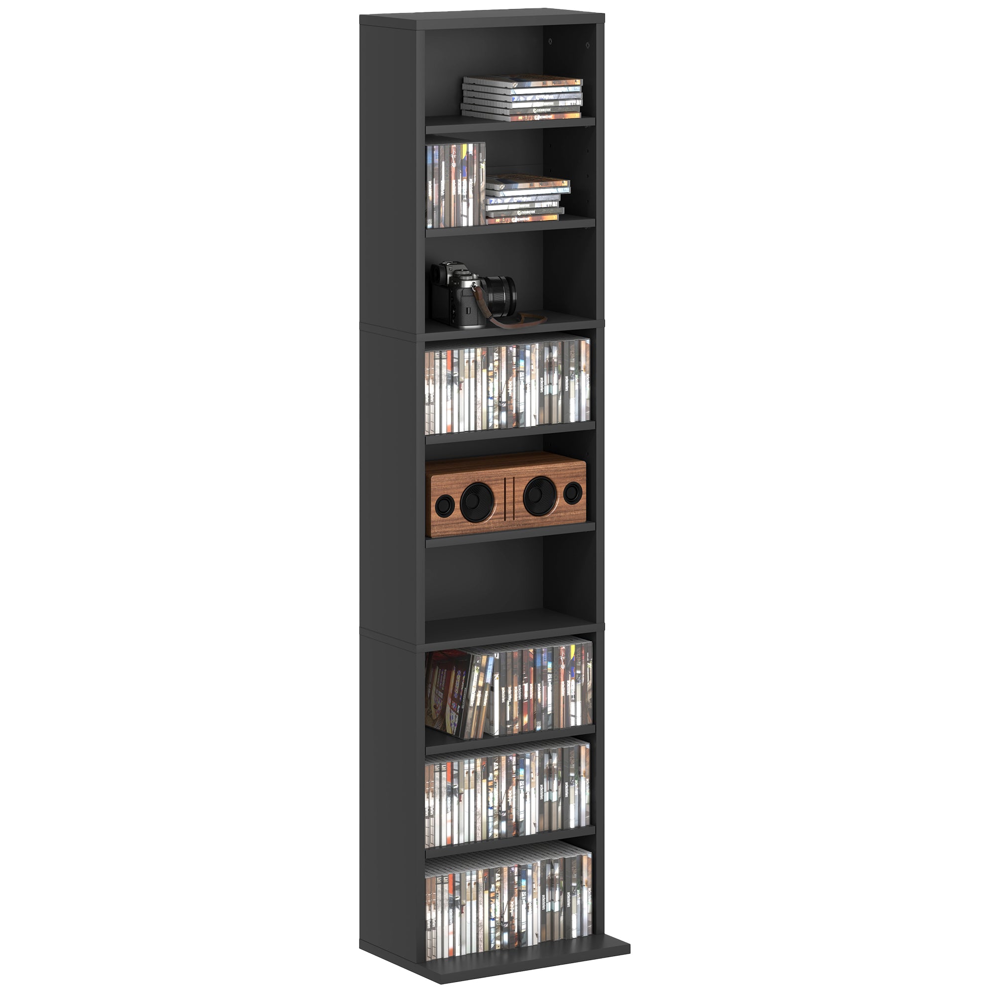 HOMCOM 260 CD Storage Unit 120 DVD Storage Tower with 9 Compartments
