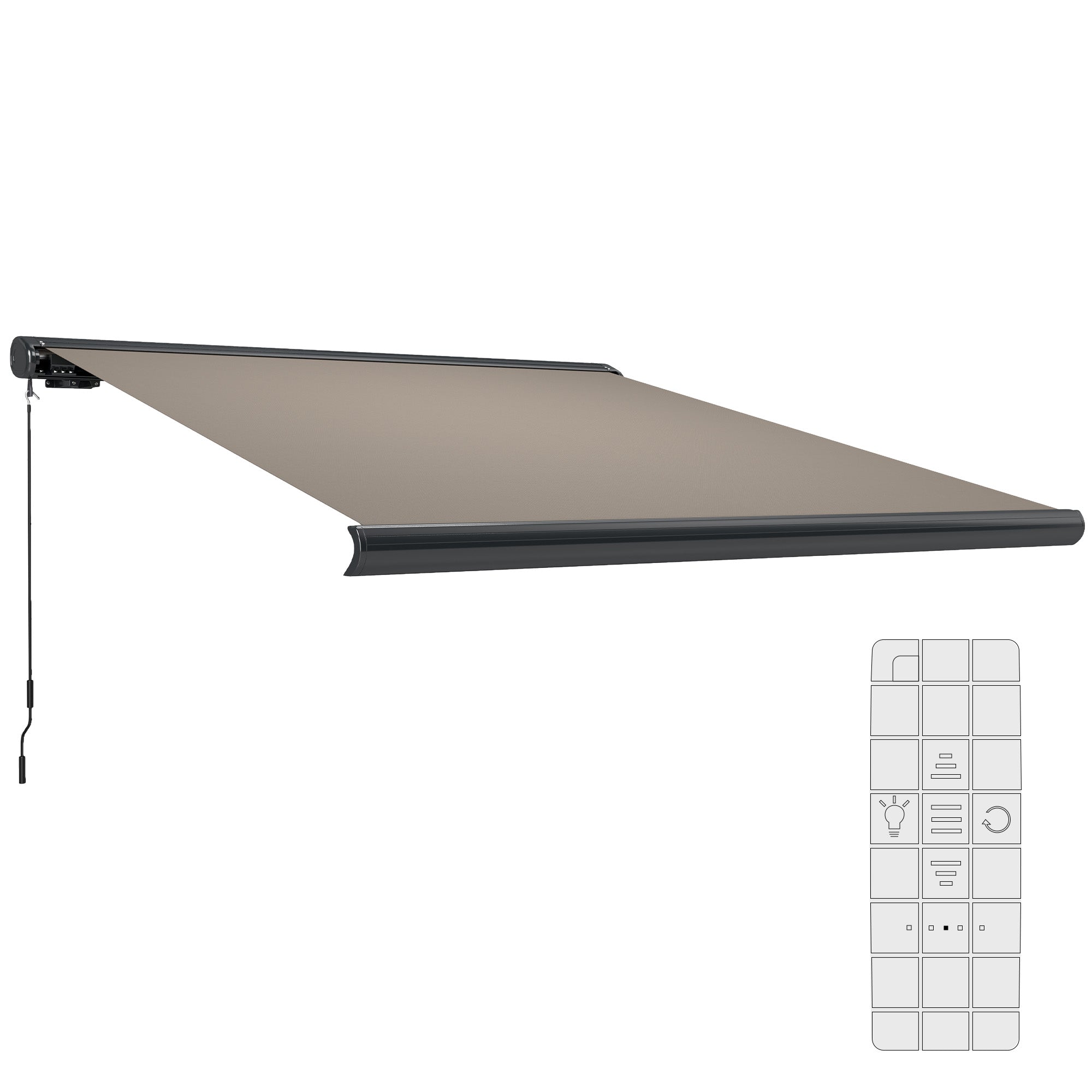 Outsunny DIY Retractable Canopy with Remote Controller for Patio, Ligh